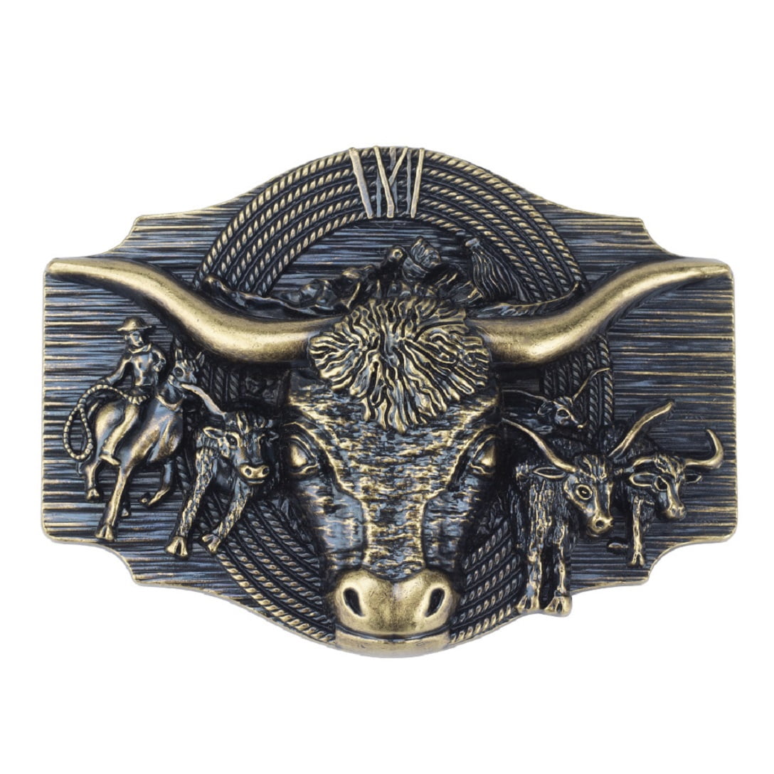 Fachoice Longhorn Bull Head Belt Buckle for Men Bull Rider Cowboy Belt ...