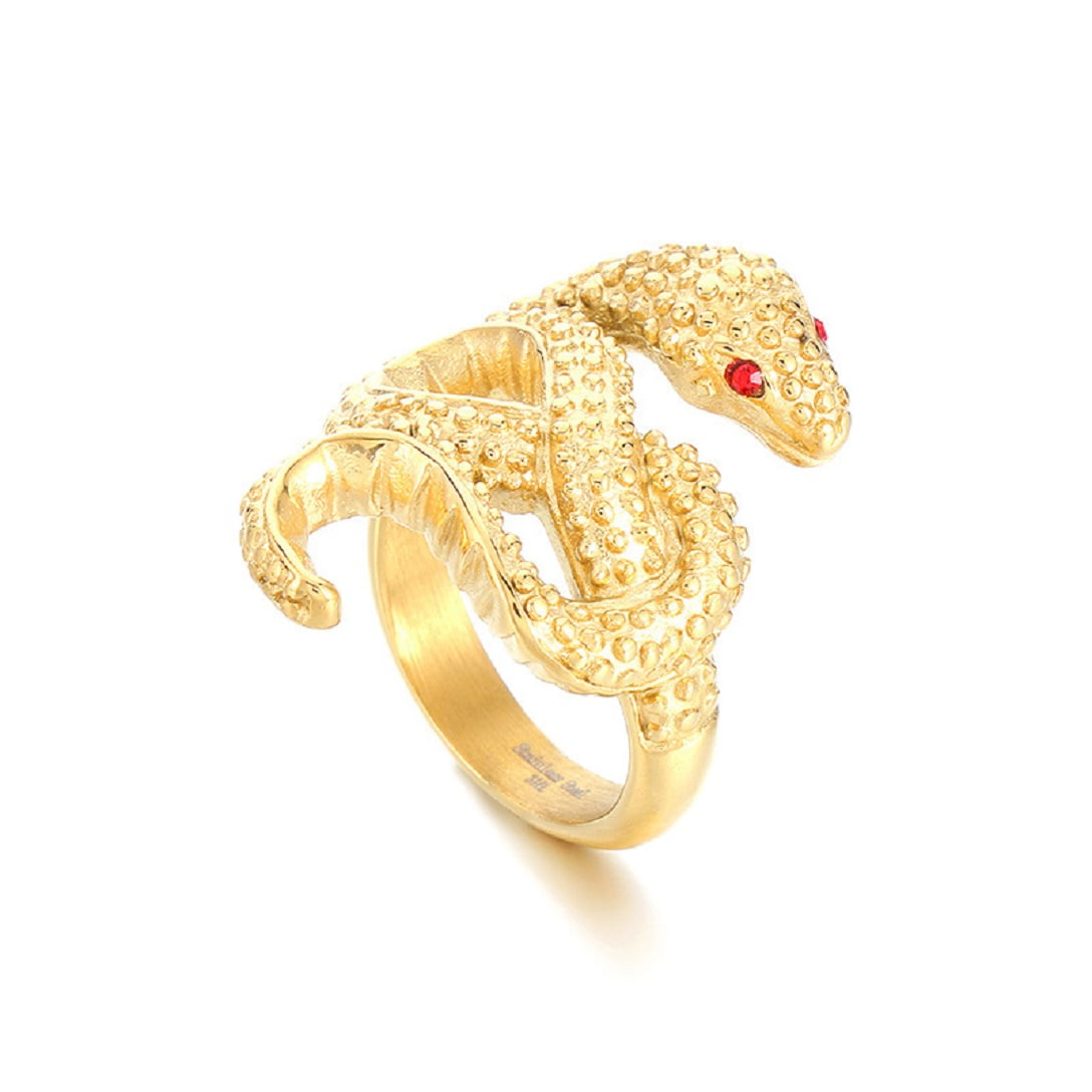 Fachoice Serpent Snake Wrap Ring for Men Gold Red Eyes Snake Ring ...