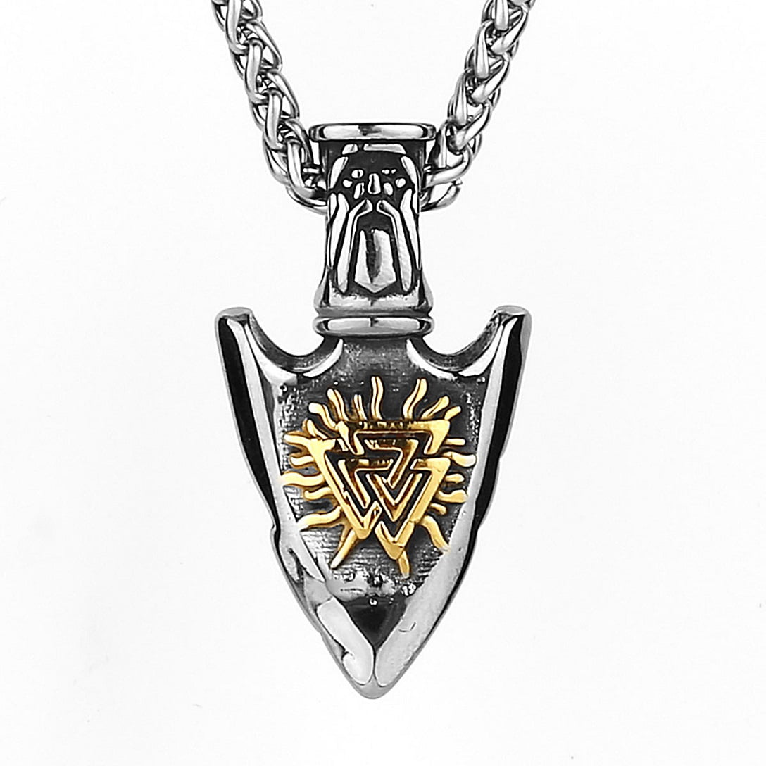 Fachoice Valknut Arrowhead Pendant for Men Norse Compass Spear Necklace ...
