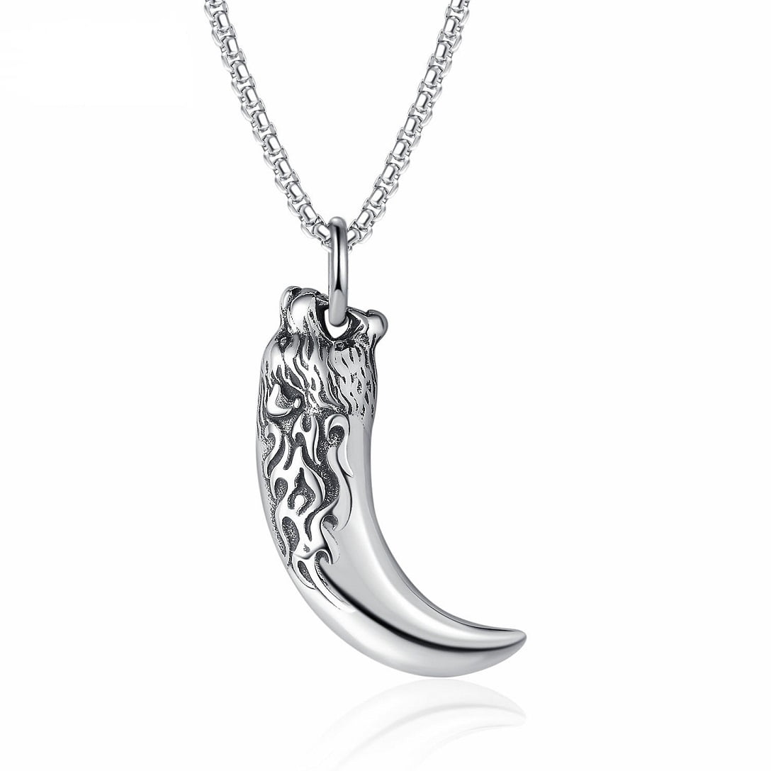 Fachoice Viking Wolf Tooth Pendant for Men Howling Wolf Head Tooth ...