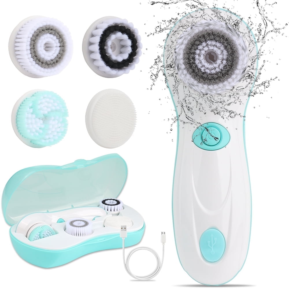 YUANYE Electric Facial Cleansing Brush with 4 Cleanser Heads, 2 Speeds ...