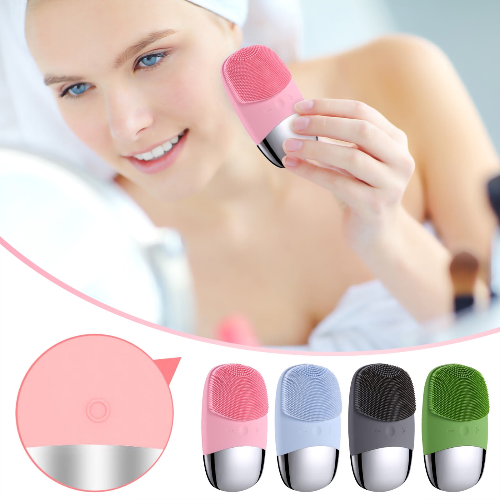Facial Cleansing Brush Silicone Vibrating Face Cleanser | Deep ...