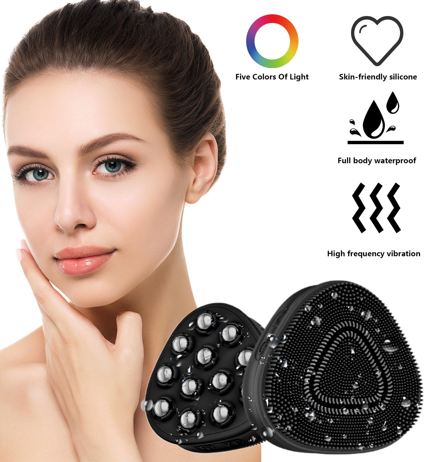 Cleansing Brush, Vibrating Face Wash, Waterproof Rechargeable Silicone ...