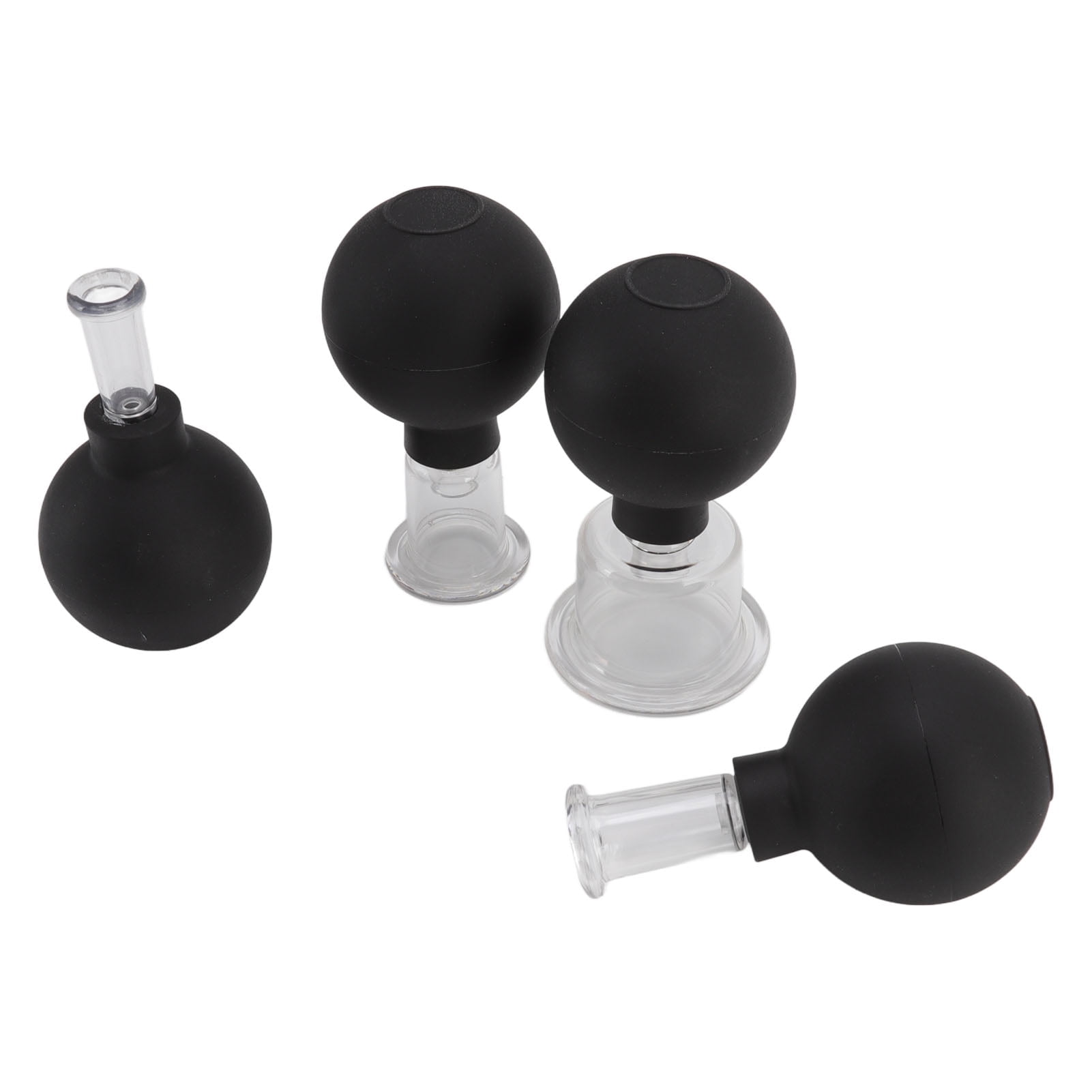 Facial Cupping Set,4Pcs Glass Cupping Set Black Silicone Massage Vacuum ...