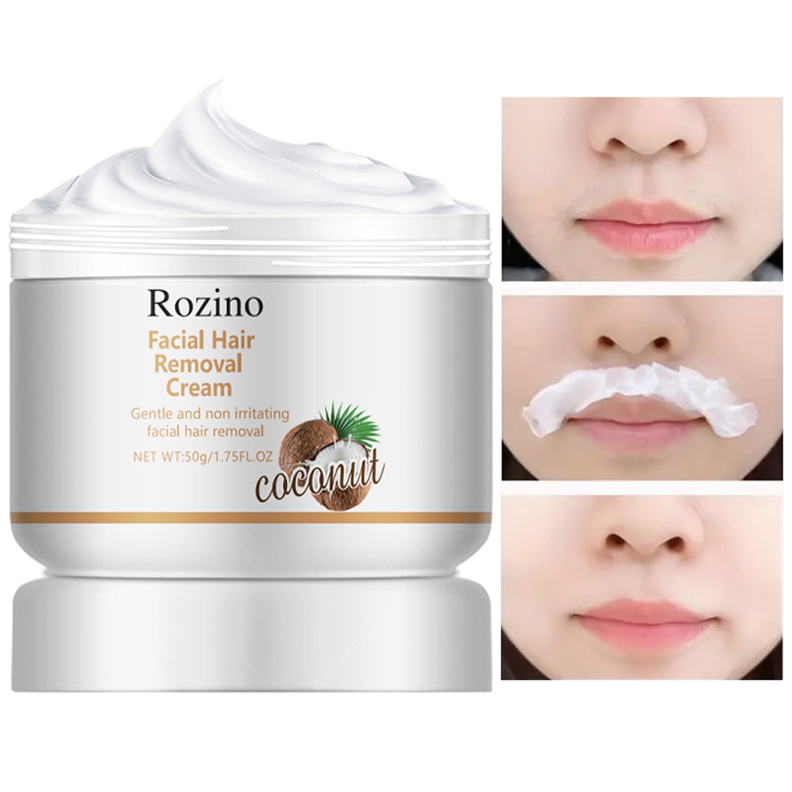 Facial Depilatory Cream - Coconut Hair Removal Cream for Women - Upper ...