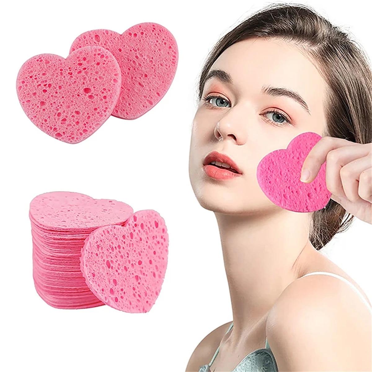 Facial Exfoliating Sponge, Heart Shape Cosmetic Spa Sponges for Face ...