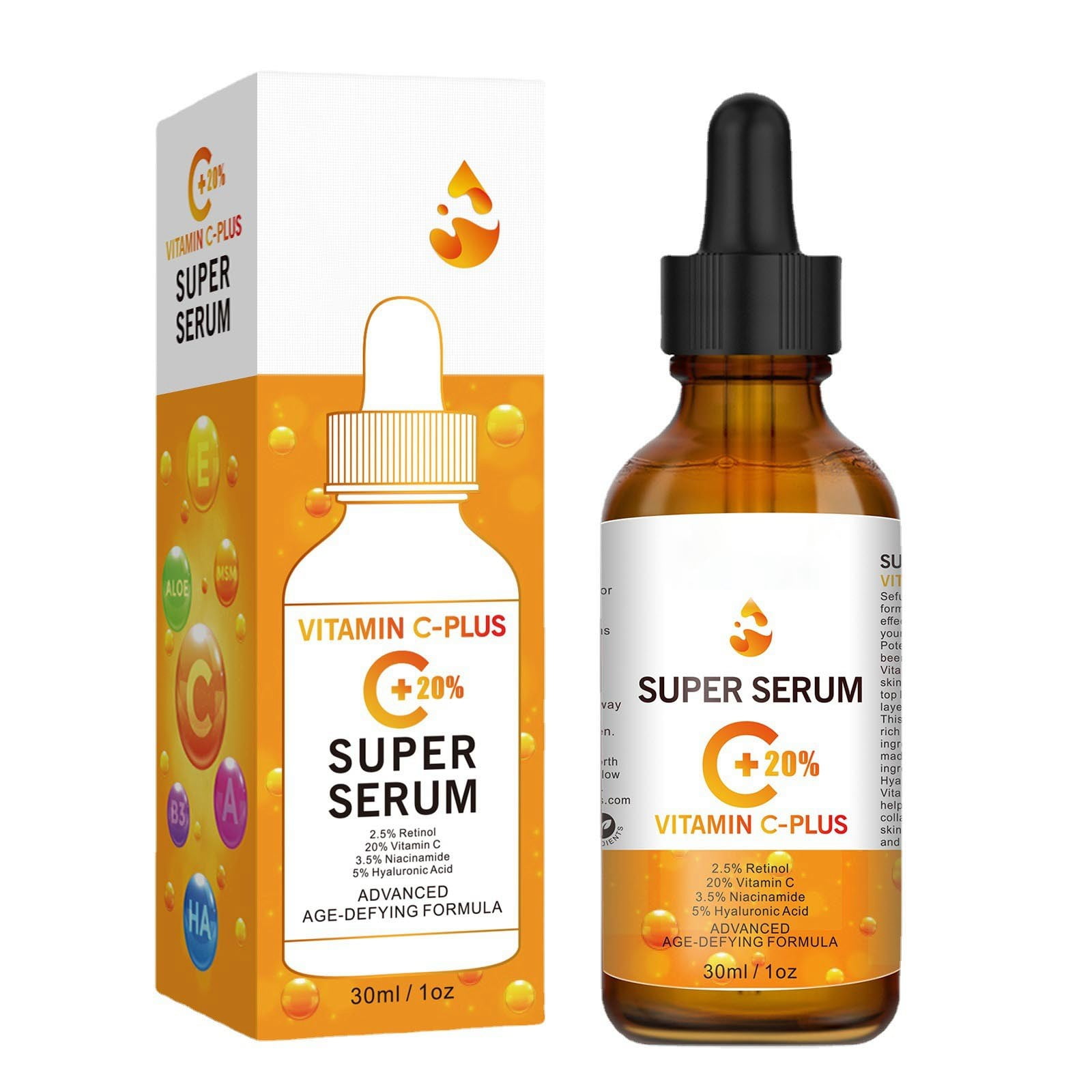 Facial Exfoliator Essence Water Serum 20% Vitamin C Care Solution ...