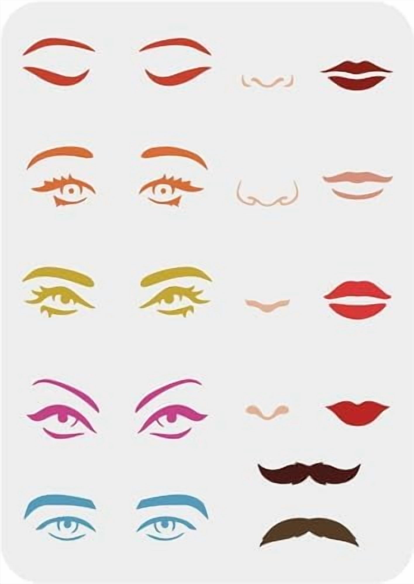 Facial Features Stencils 11.7x8.3 inch Plastic Eyes Stencils Large ...