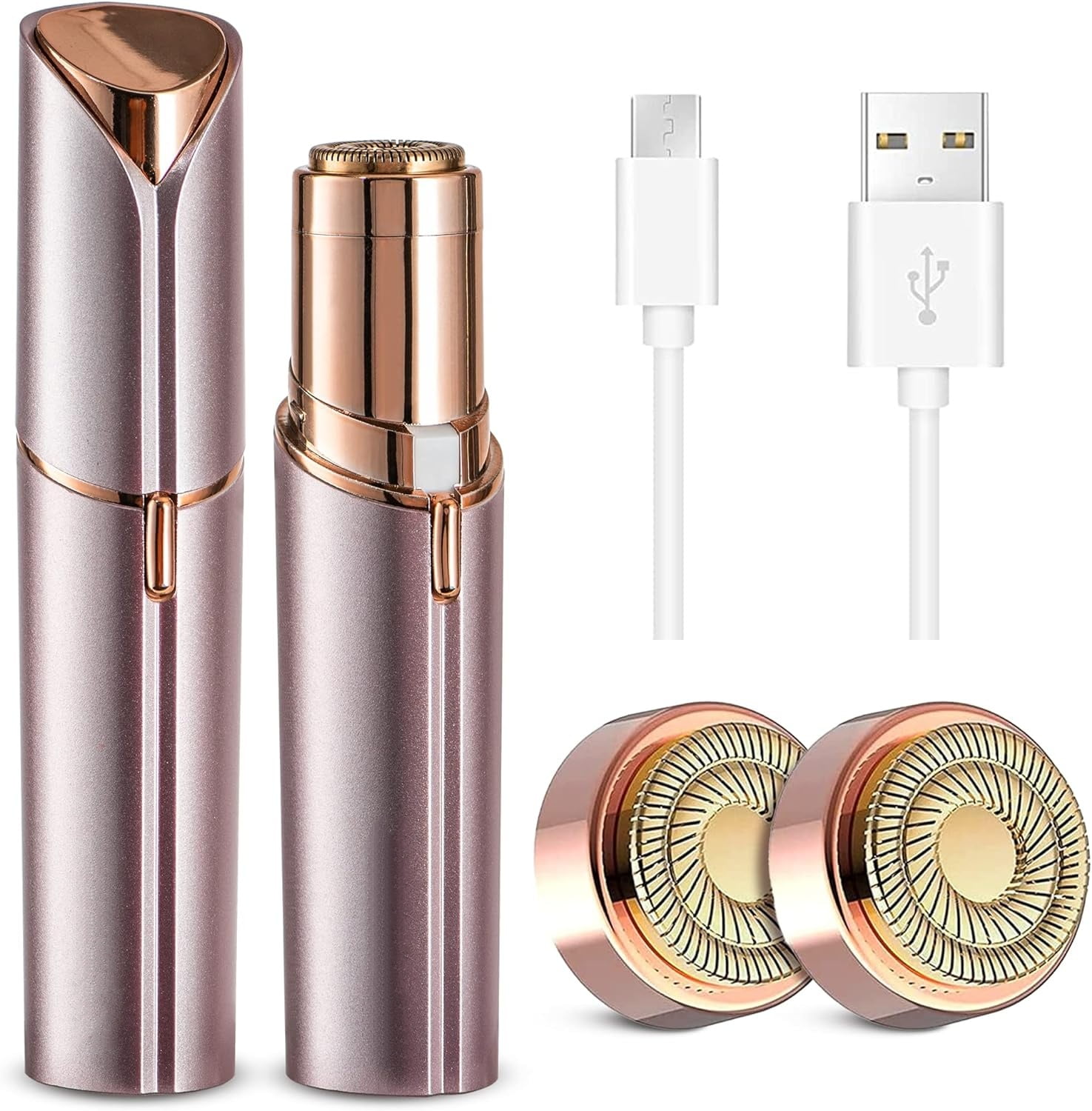 Facial Hair Remover for Women, Rose Gold Electric Face Razor with ...