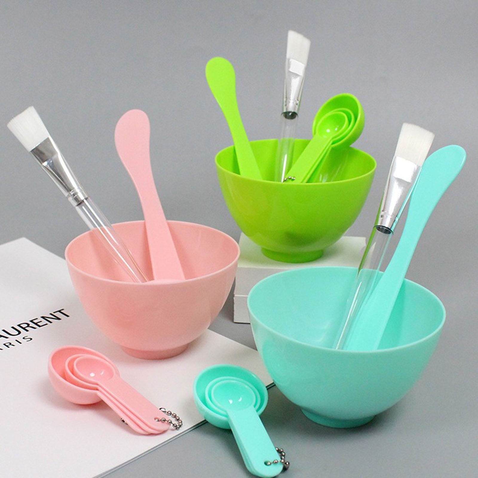 Facial Mask Mixing Bowl Set 4 in 1 DIY Skincare Kit | Soft Plastic Bowl ...