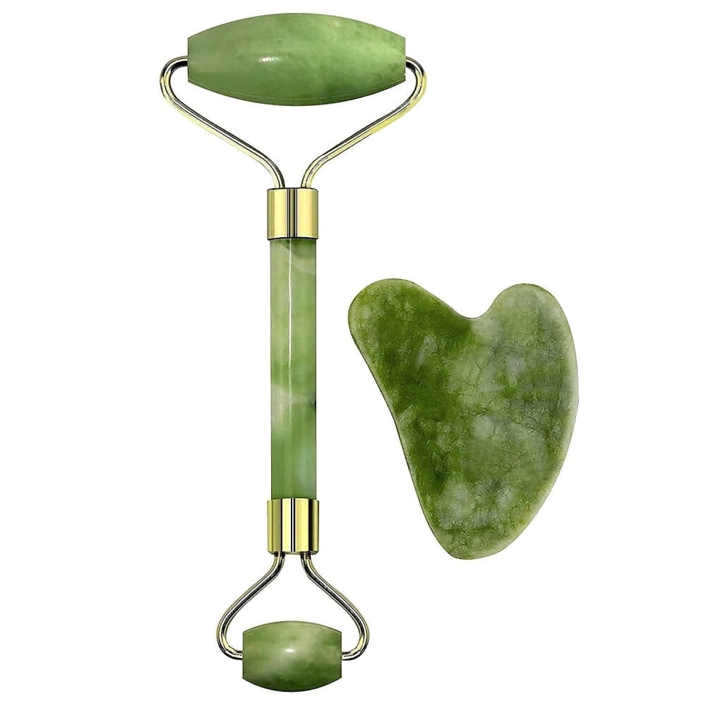 Facial Massager Jade Roller & Gua Sha Tool Natural Himalayan Stone for ...