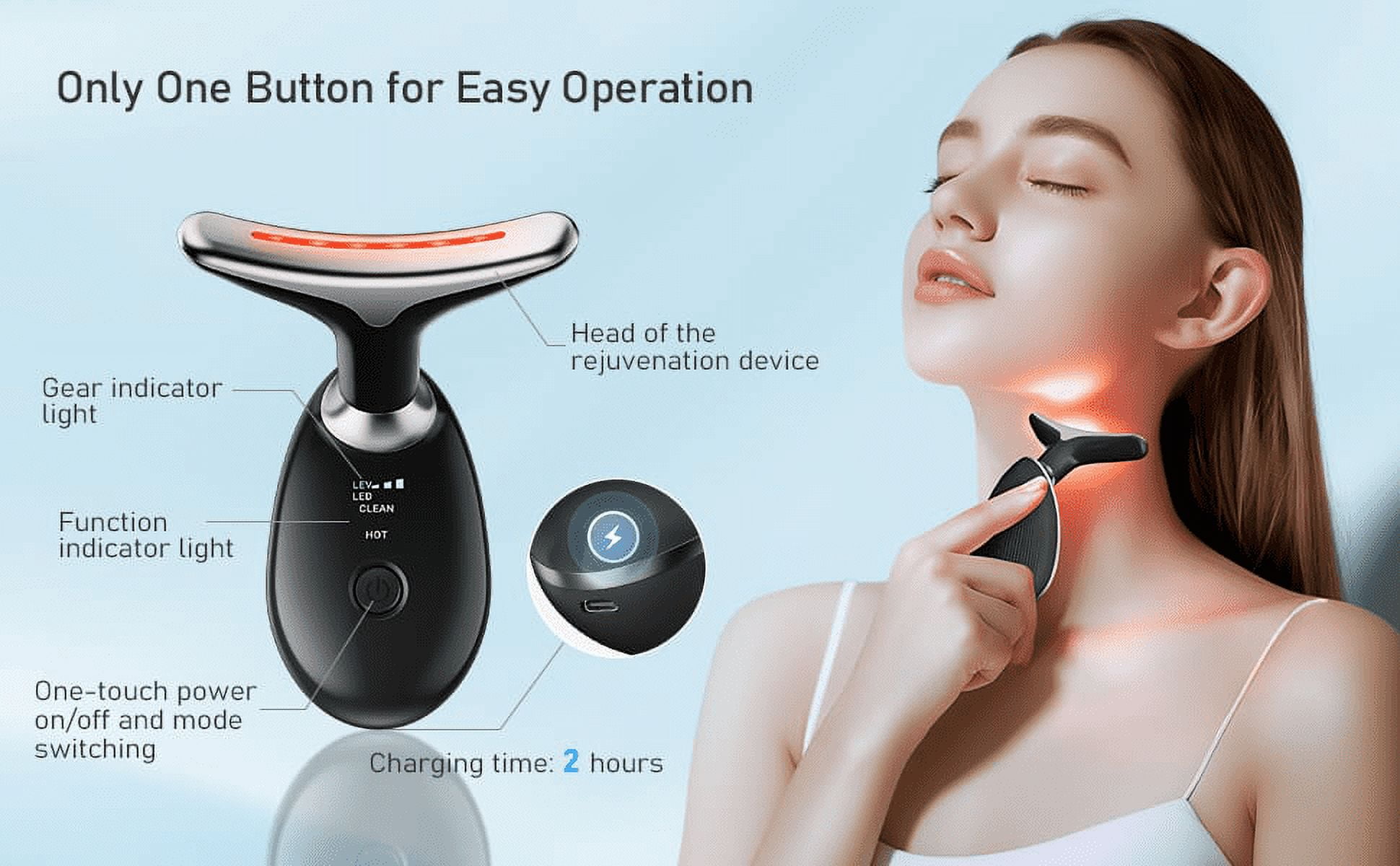 Facial Massager with Red Light Therapy – 7-Color Face & Neck Sculpting ...