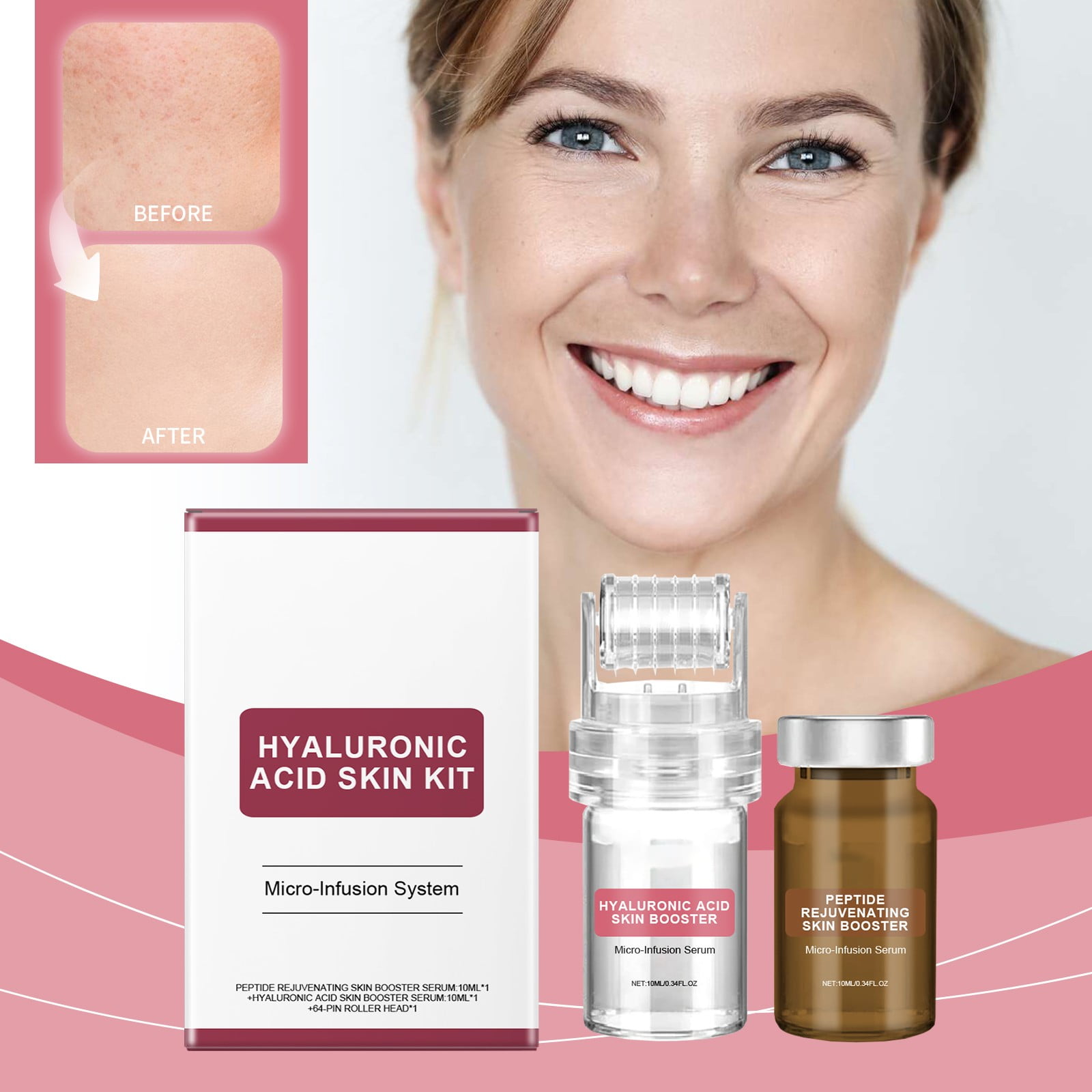 Facial Microneedle Roller Set Rebuilds Facial Skin To Fight Aging Glow ...