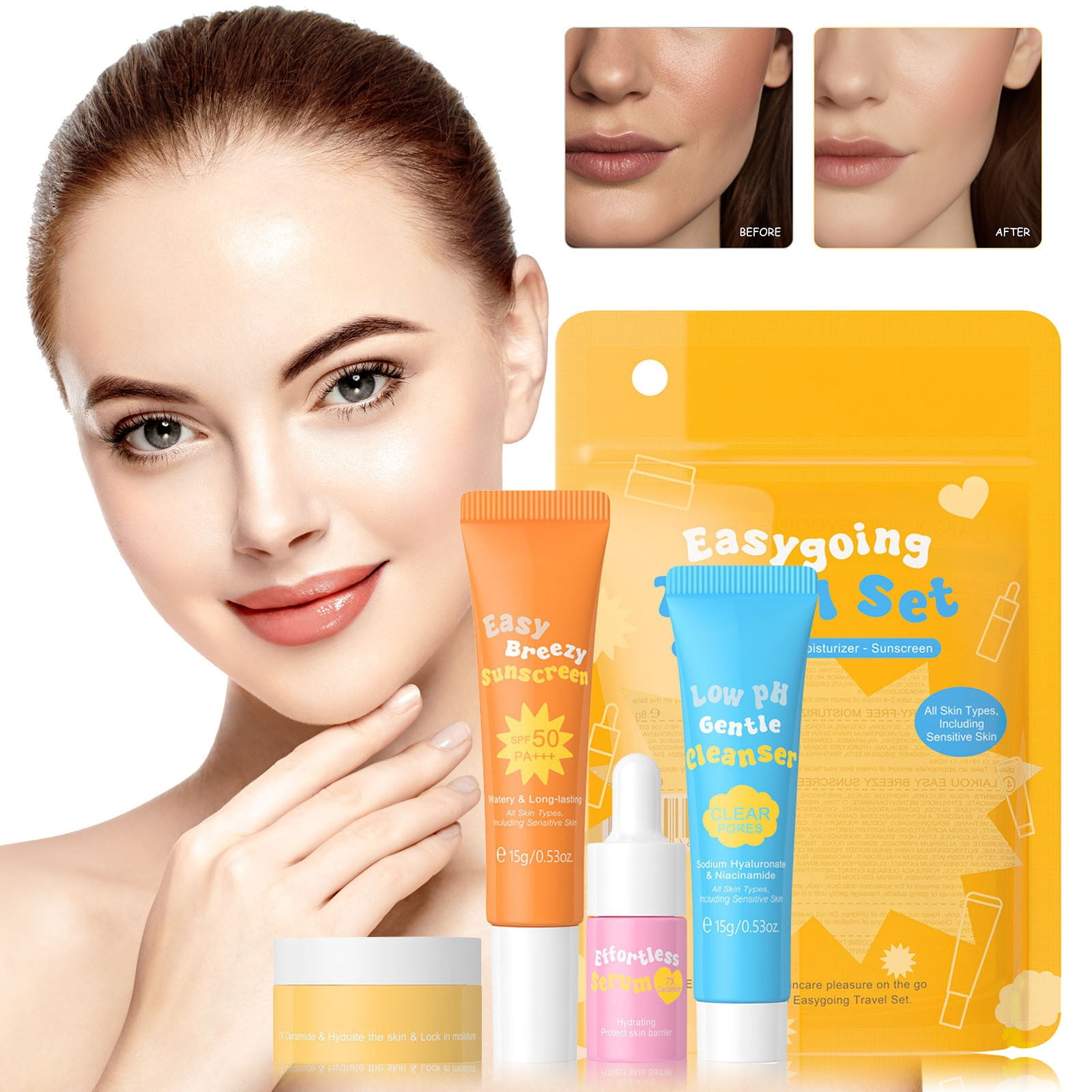 Facial Moisturizer Skin Care Bundle Hydrating Skin Care Set Travel Kit ...