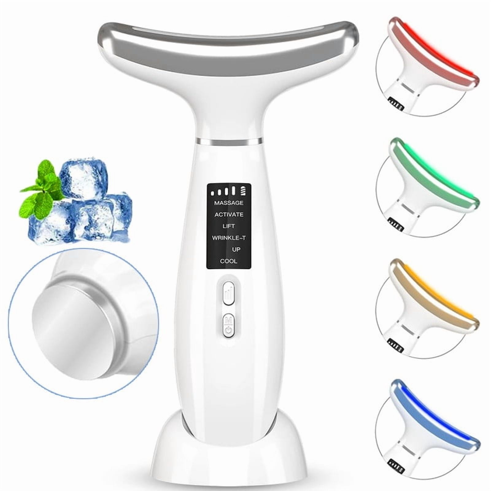 Facial Neck Beauty Device, Skin Care Massager, LED Light Therapy Face ...