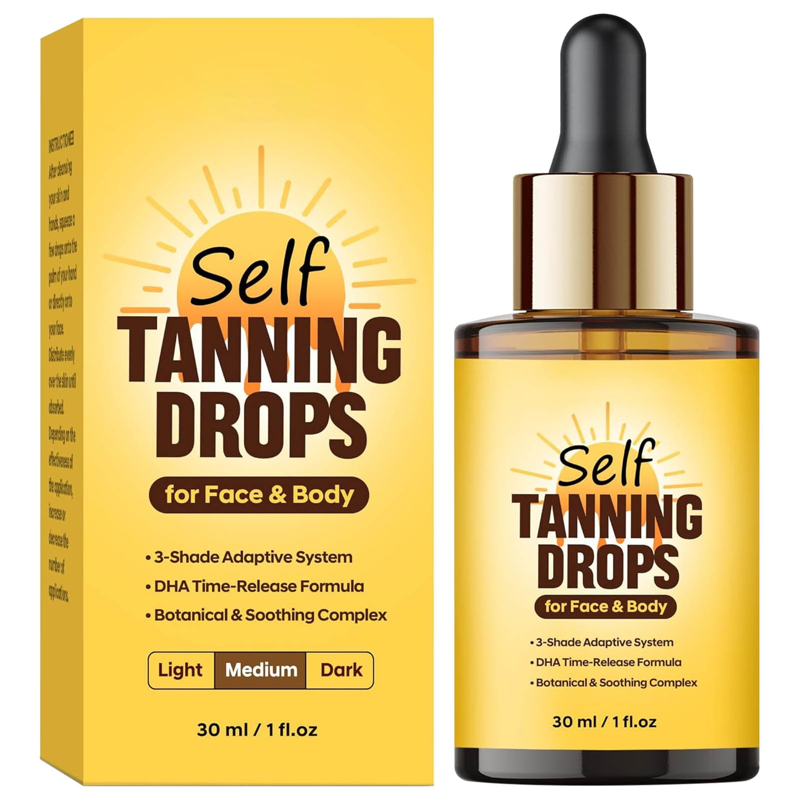 Facial Self Tanning Drops 30ml - Customizable Brightening Drops for ...
