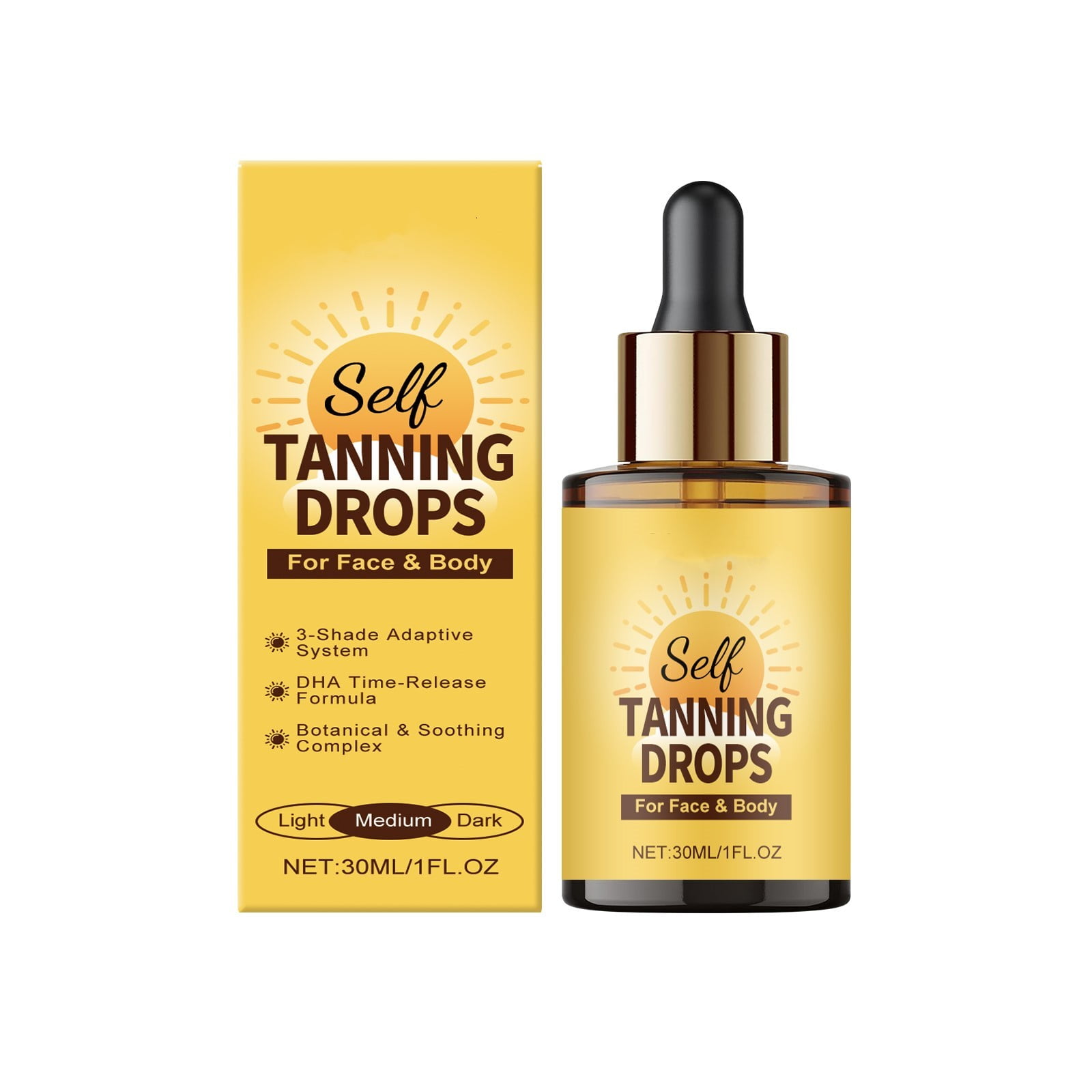 Facial Self Tanning Drops , Tanning Drops for Face & Body, Gradual Bronzing Effect, Lightweight ...