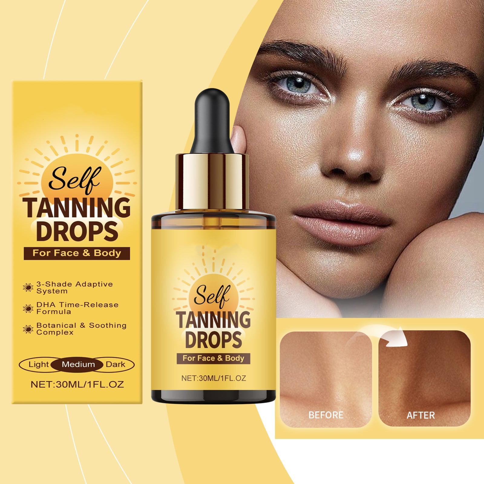 Facial Self Tanning Drops Tanning Drops For Face & Body Gradual ...
