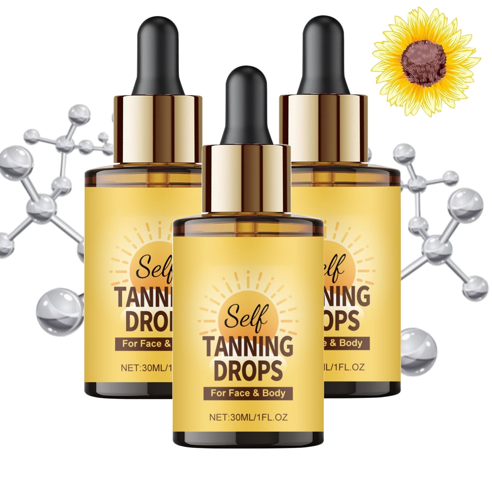 Facial Self Tanning Oil Drops Mature Skin Solution Green Tea Extract ...