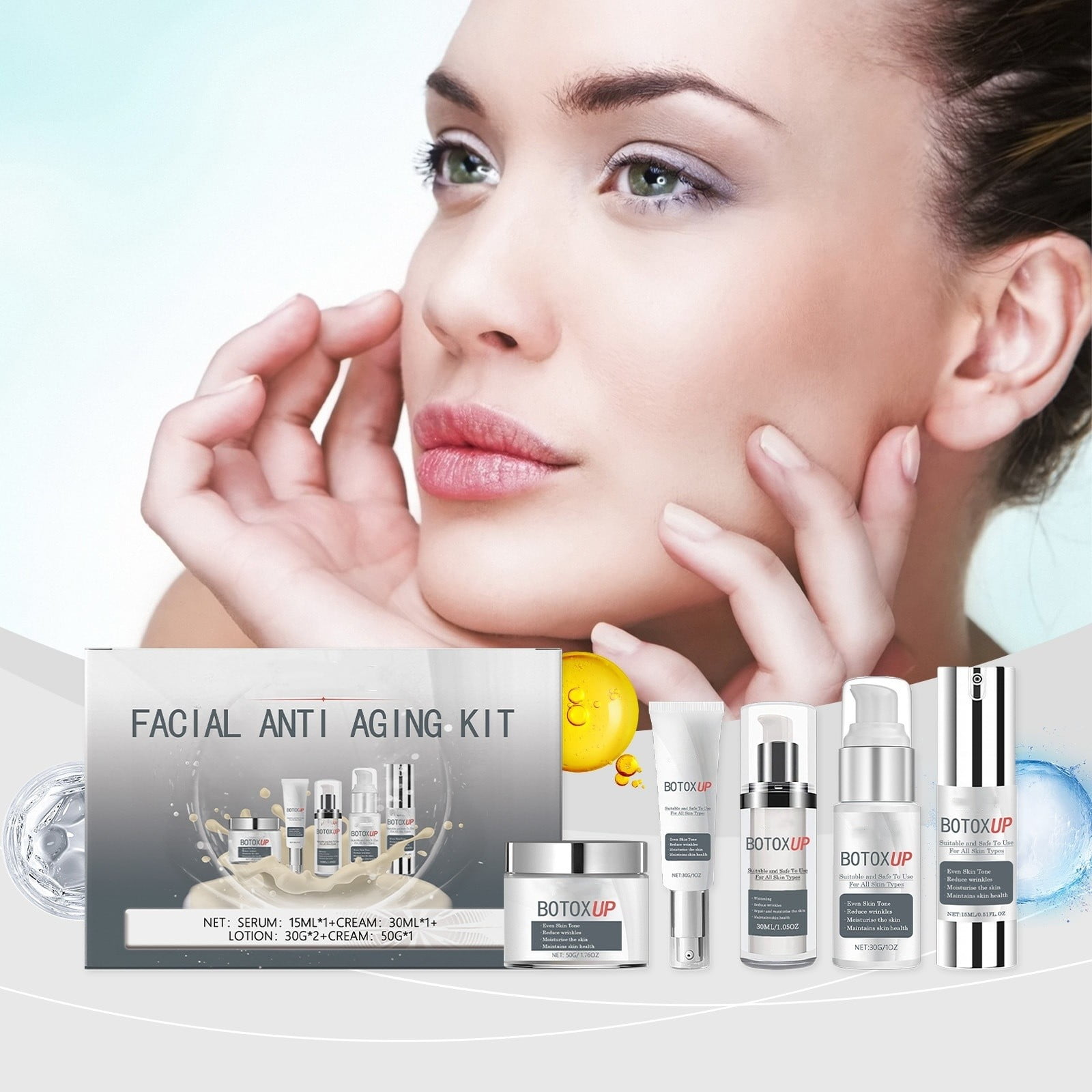 Facial Skin Care Set Moisturizing & Softening Firming Fade Fine Lines ...