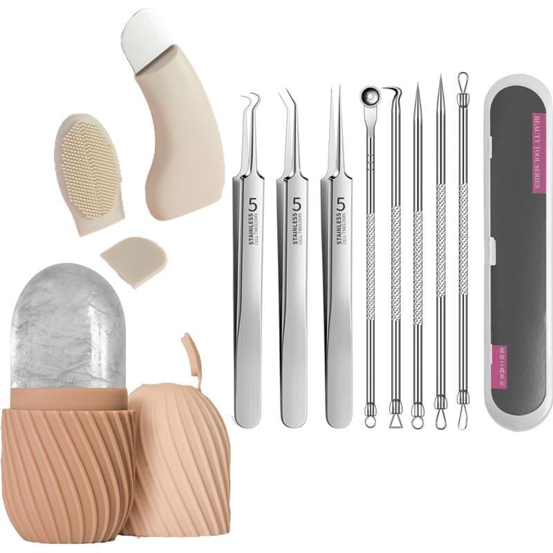 Facial Skin Care Tool Set, 11pcs/set Ice Roller & Acne Needle & Cell ...