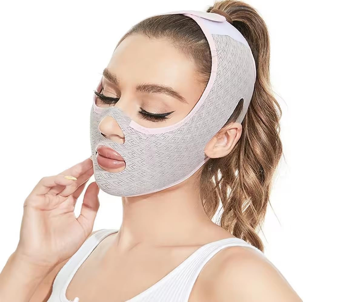 Facial Slimming Belt Double Chin Reducer Reusable VShape Face Mask for ...