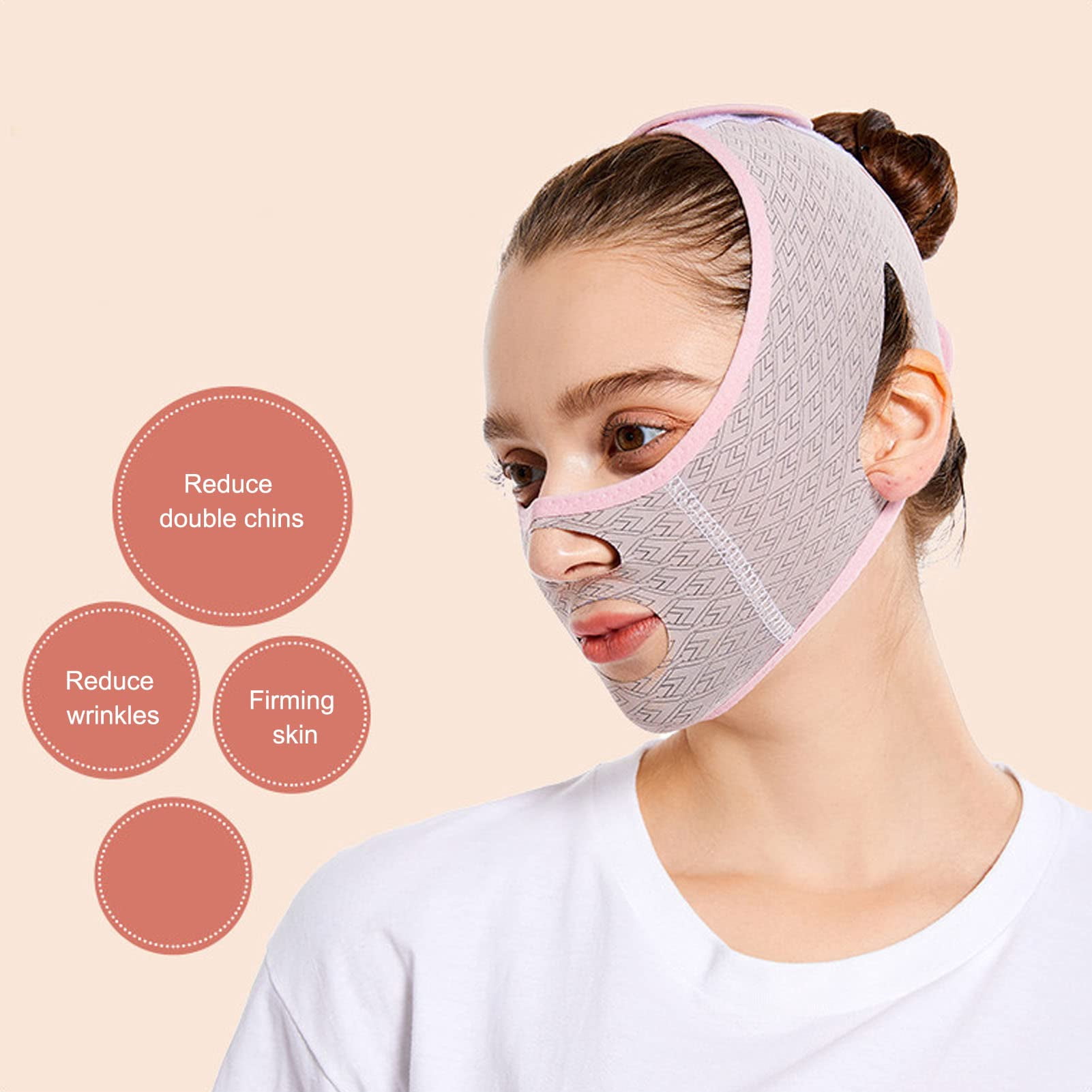 Facial Slimming Strap, Double Chin Reducer Reusable V Line lifting Mask ...
