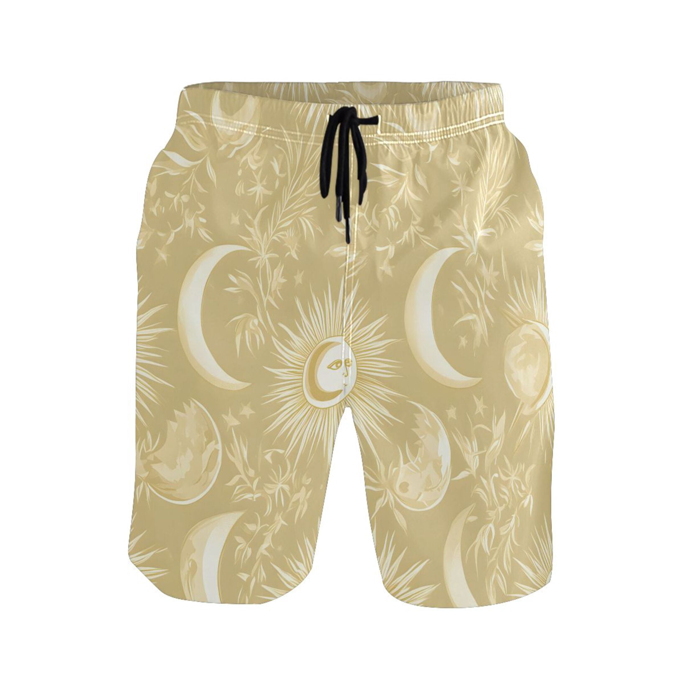 Facial Sun Moon Pattern Mens Swim Trunks Quick Dry Board Shorts ...