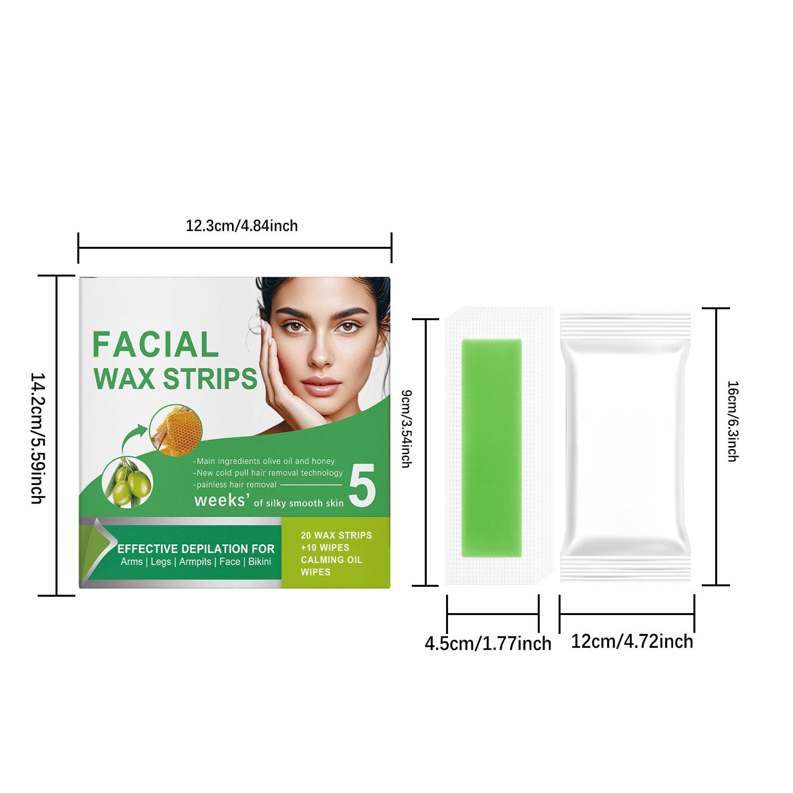Facial Wax Strips Painless Hair Removal,with Olive Oil And Honey ,New ...