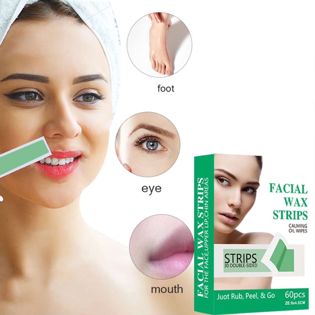 Facial Wax Strips, Working for Face, Eyebrow, Upper Lip, Chin 60pcs ...