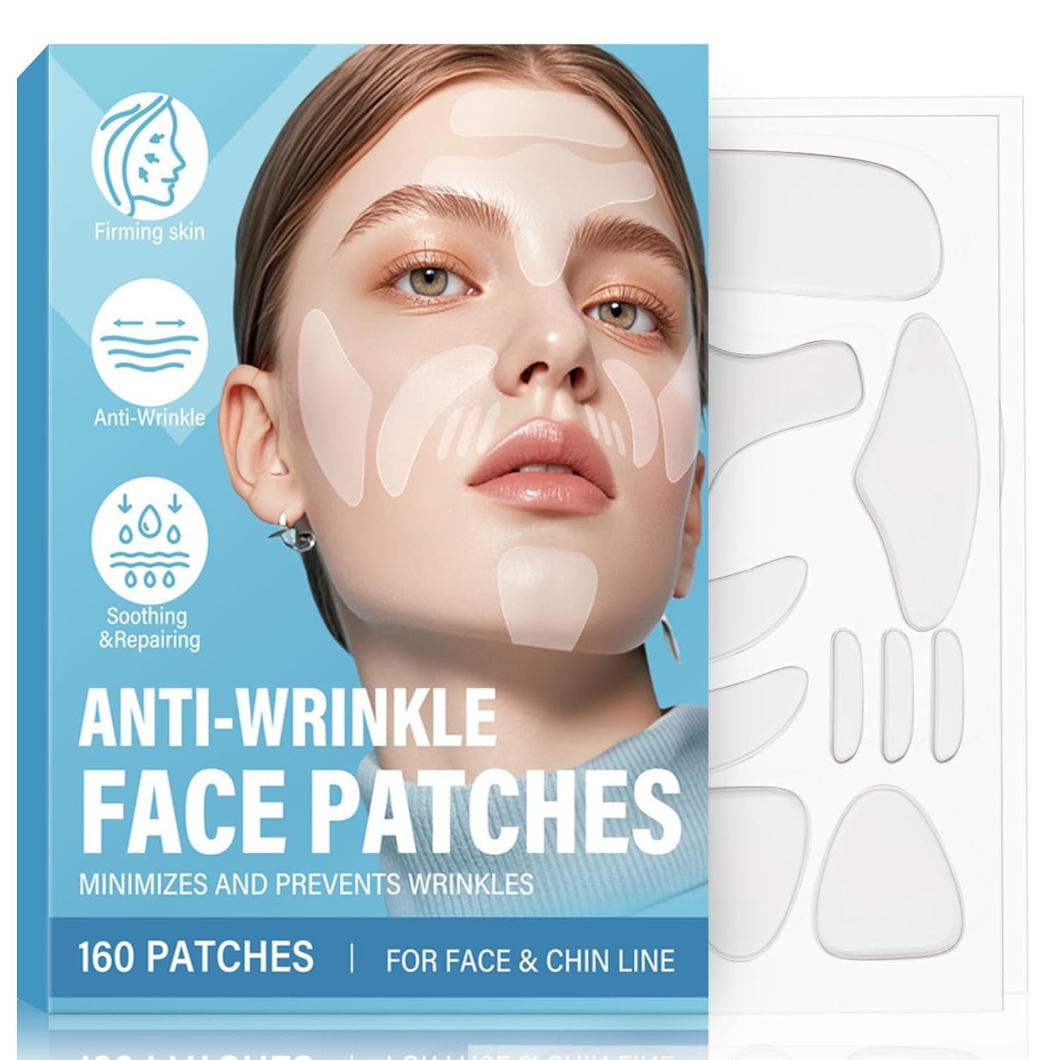 Facial Wrinkle Patches, Anti Wrinkle Patches for Forehead, Cheek, Smile Line and Skin Around The ...