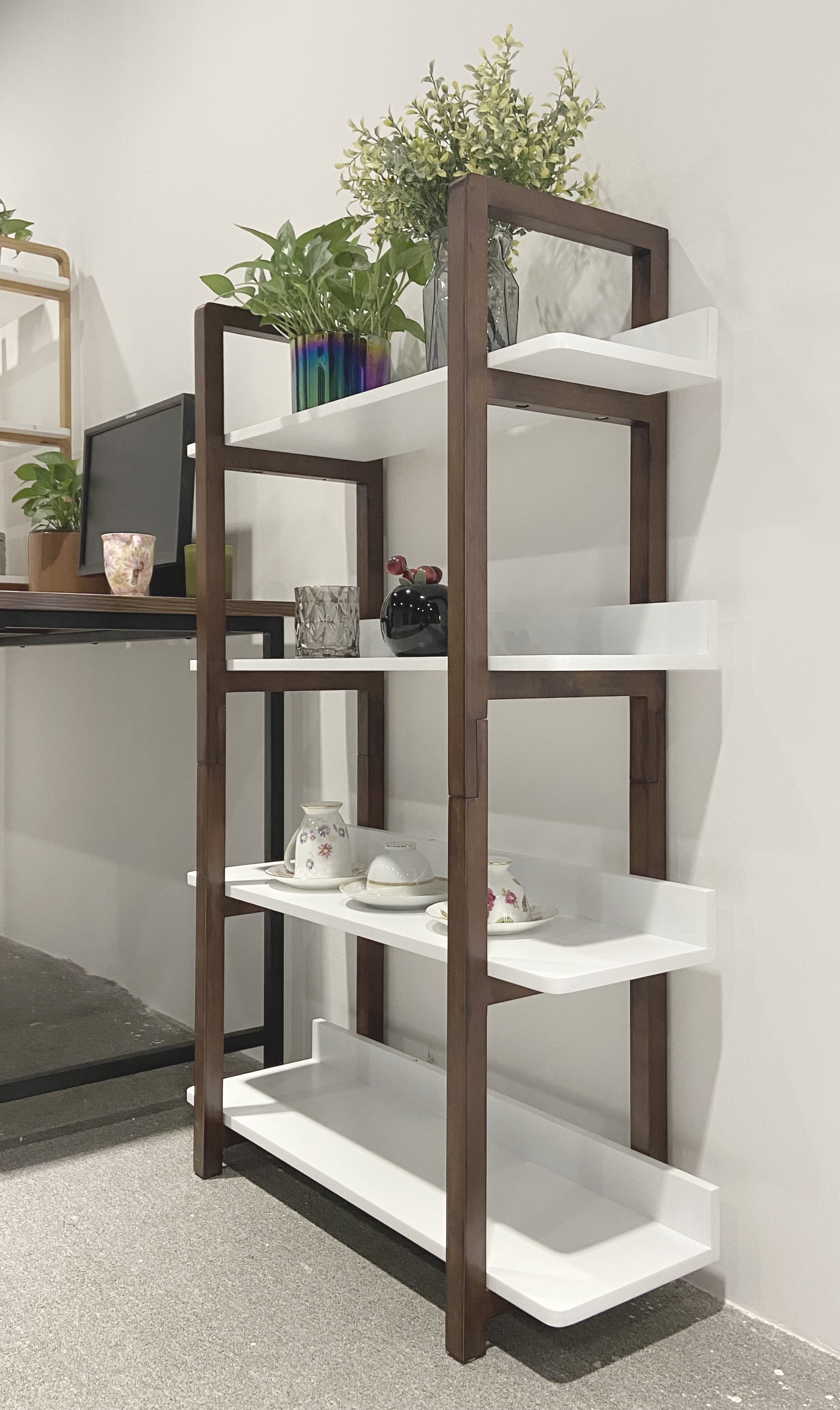 Facilehome 4 Tiers Industrial Bookshelf Storage Rack Bookcase,Etagere ...