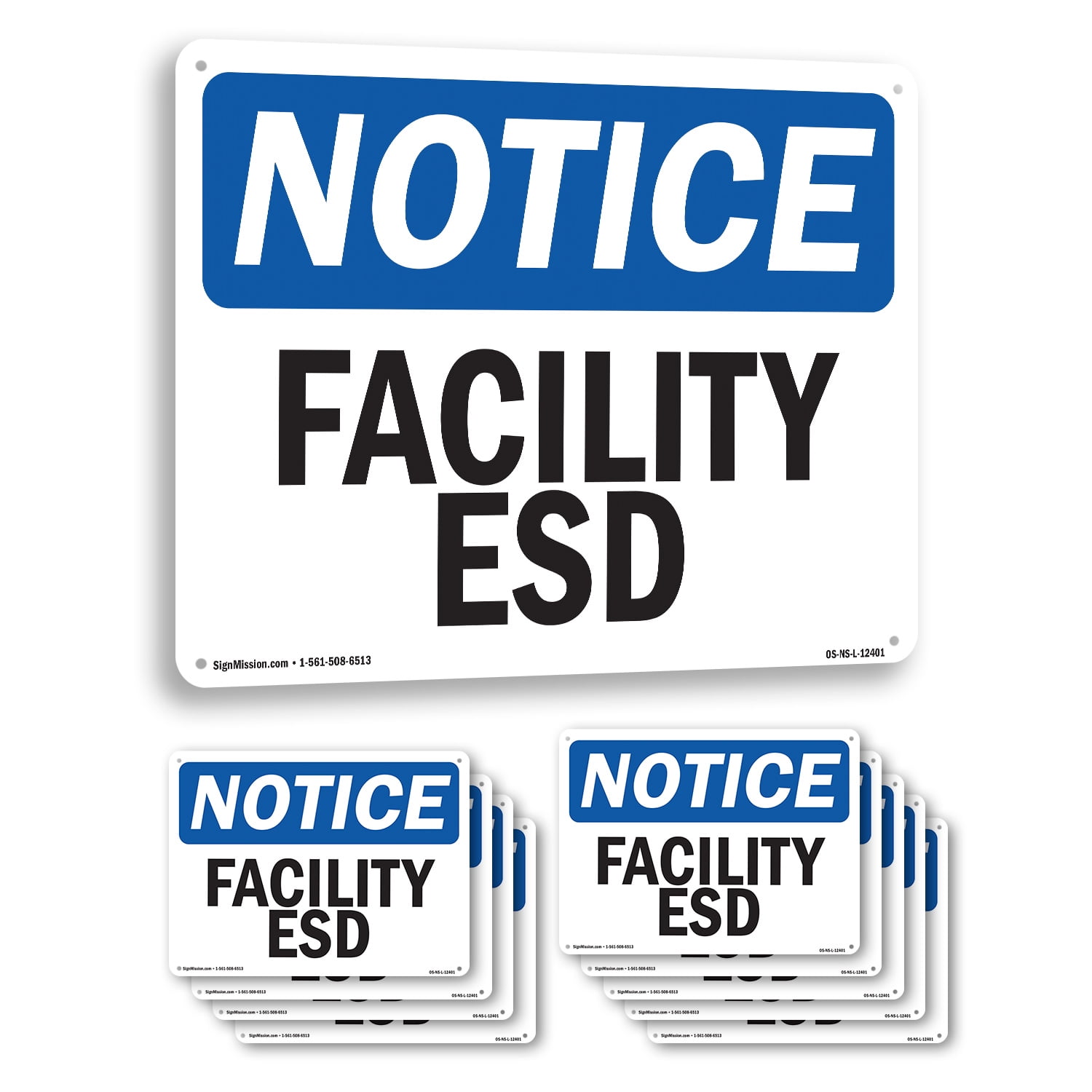 Facility ESD OSHA Notice Rigid Plastic Sign 10 Inch x 7 Inch - 10 Pack ...