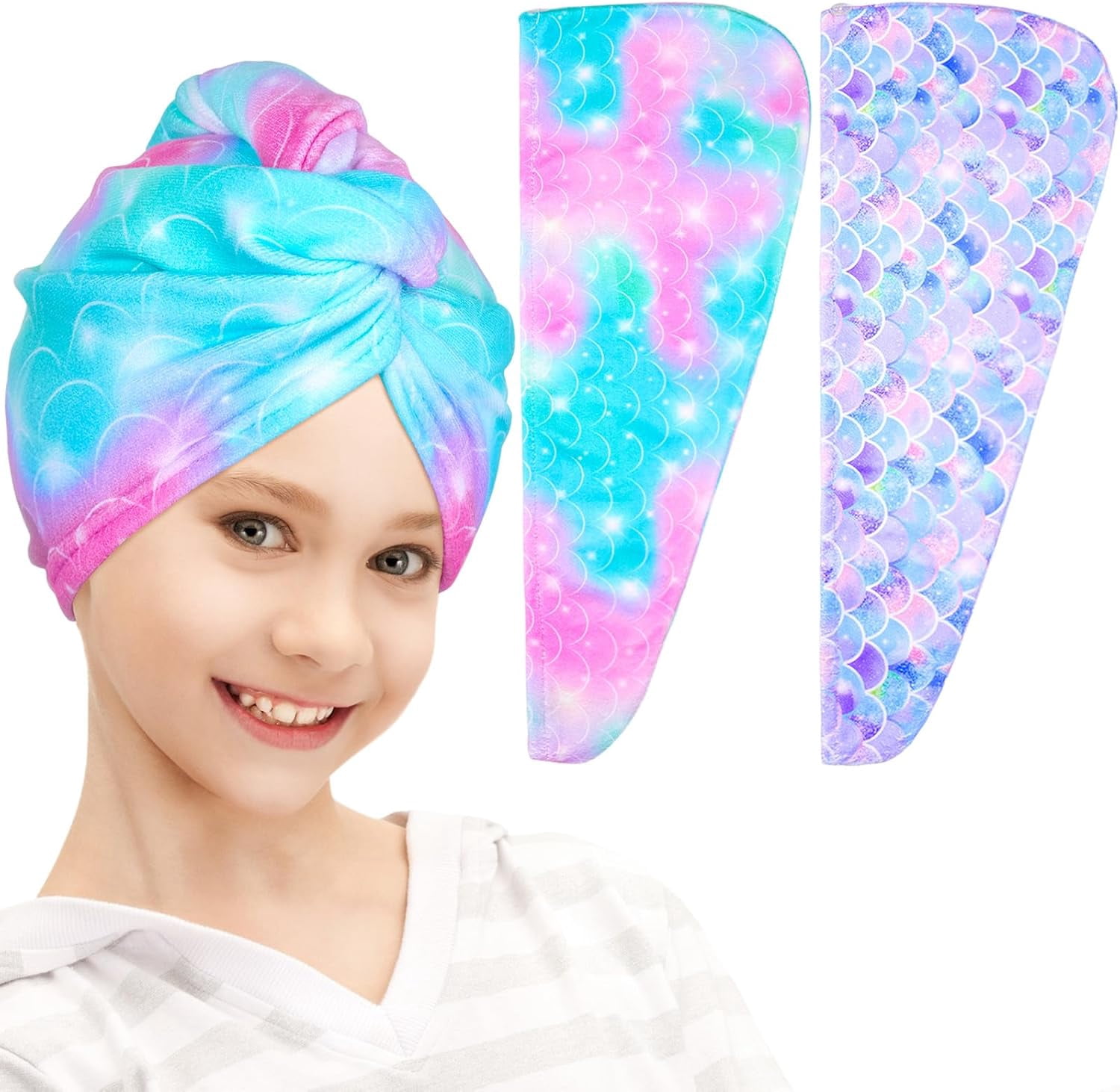 FacoFaco Microfiber Hair Towel, Pack of 2, 24x9.4 inch, Rapid Drying ...