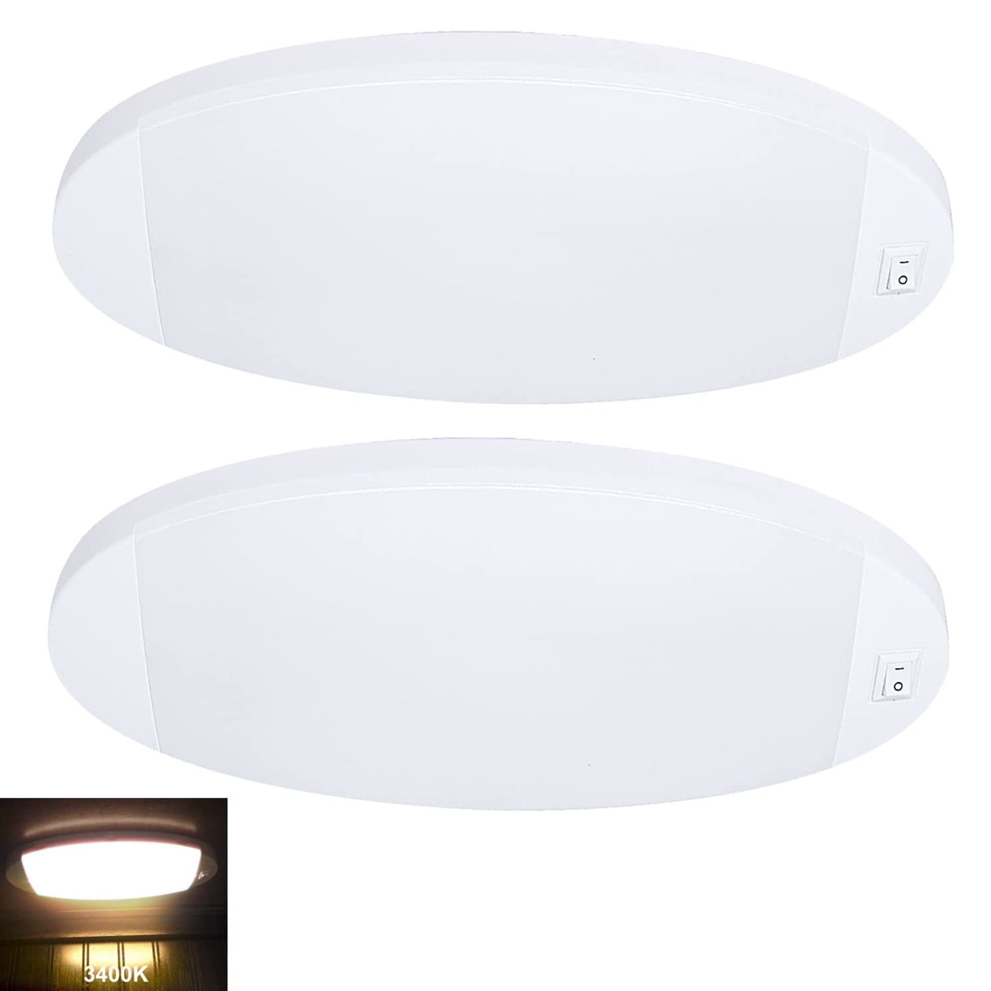 Facon 12V RV Dome Light with On&Off Switch, Length: 9-1/4'' Oval ...