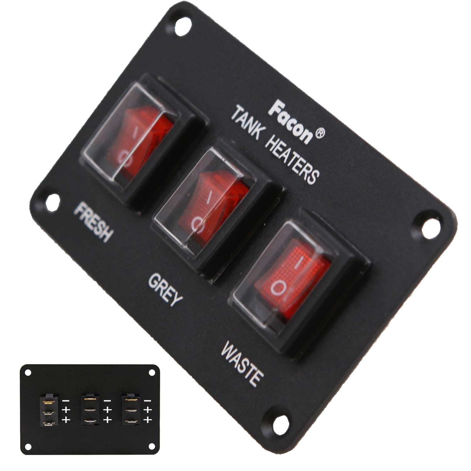 Facon 12Volts Switch Box Panel, 30Amps Rocket On&Off Switch with Red ...
