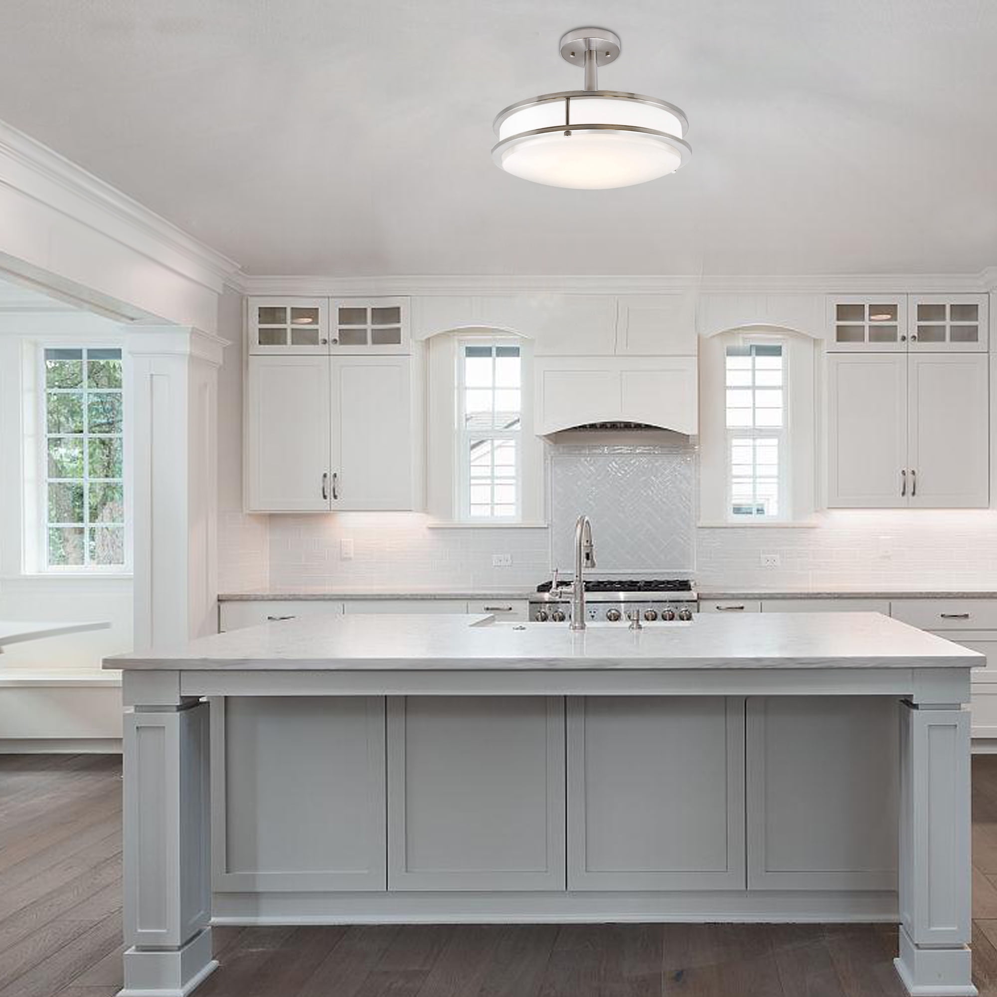 Facon 14Inch Modern LED Semi Flush Mount Ceiling Light Fixture ,Brushed ...