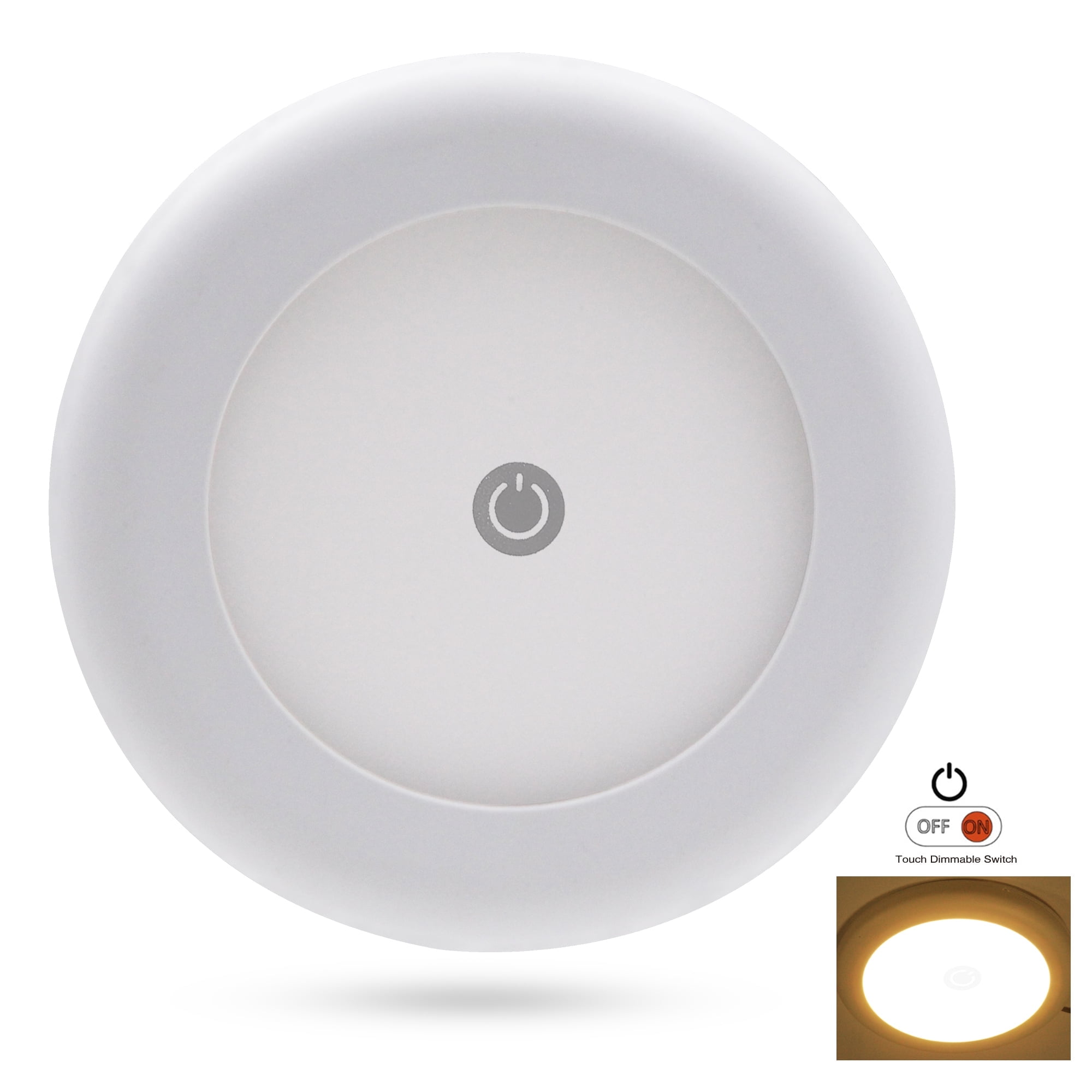 Facon 3Inch DC 12V RV LED Dome Light Fixture with Touch Dimmable Switch ...