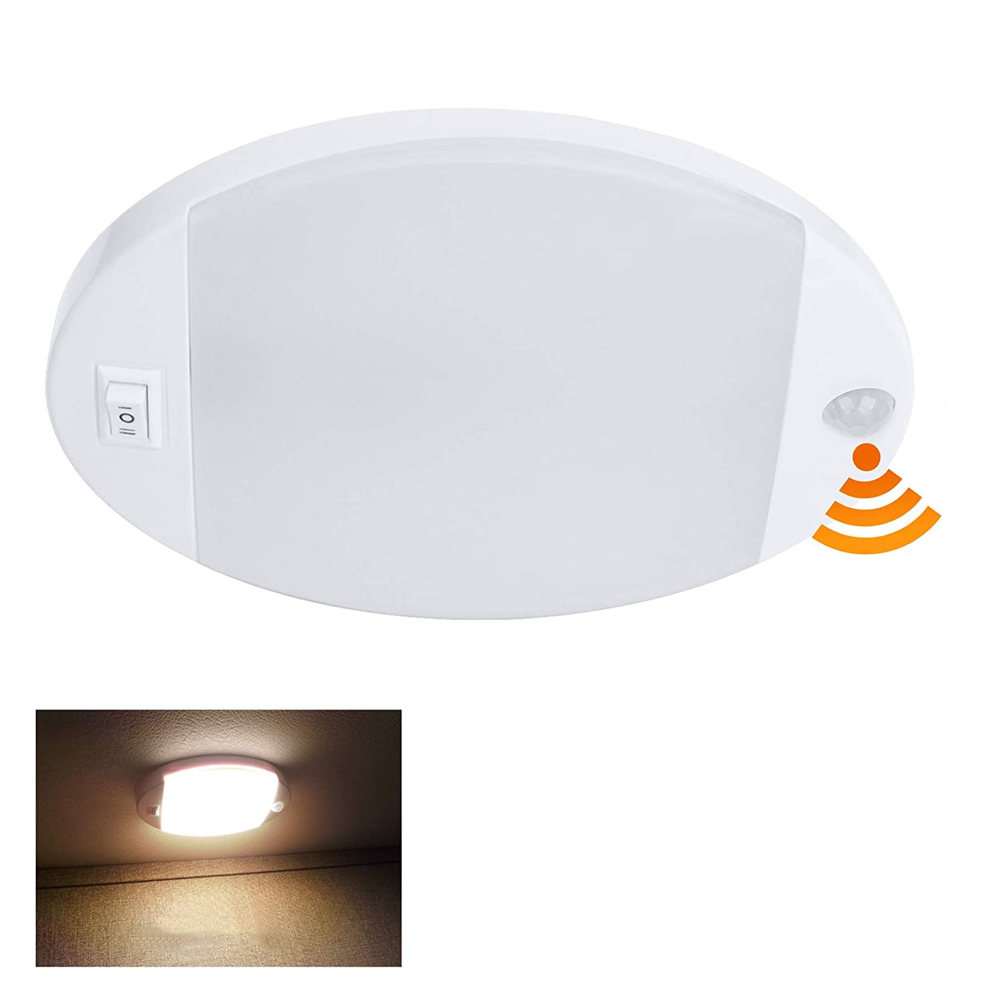 Facon LED Ceiling Dome Light with Switch and PIR Motion Sensor, RV Puck ...