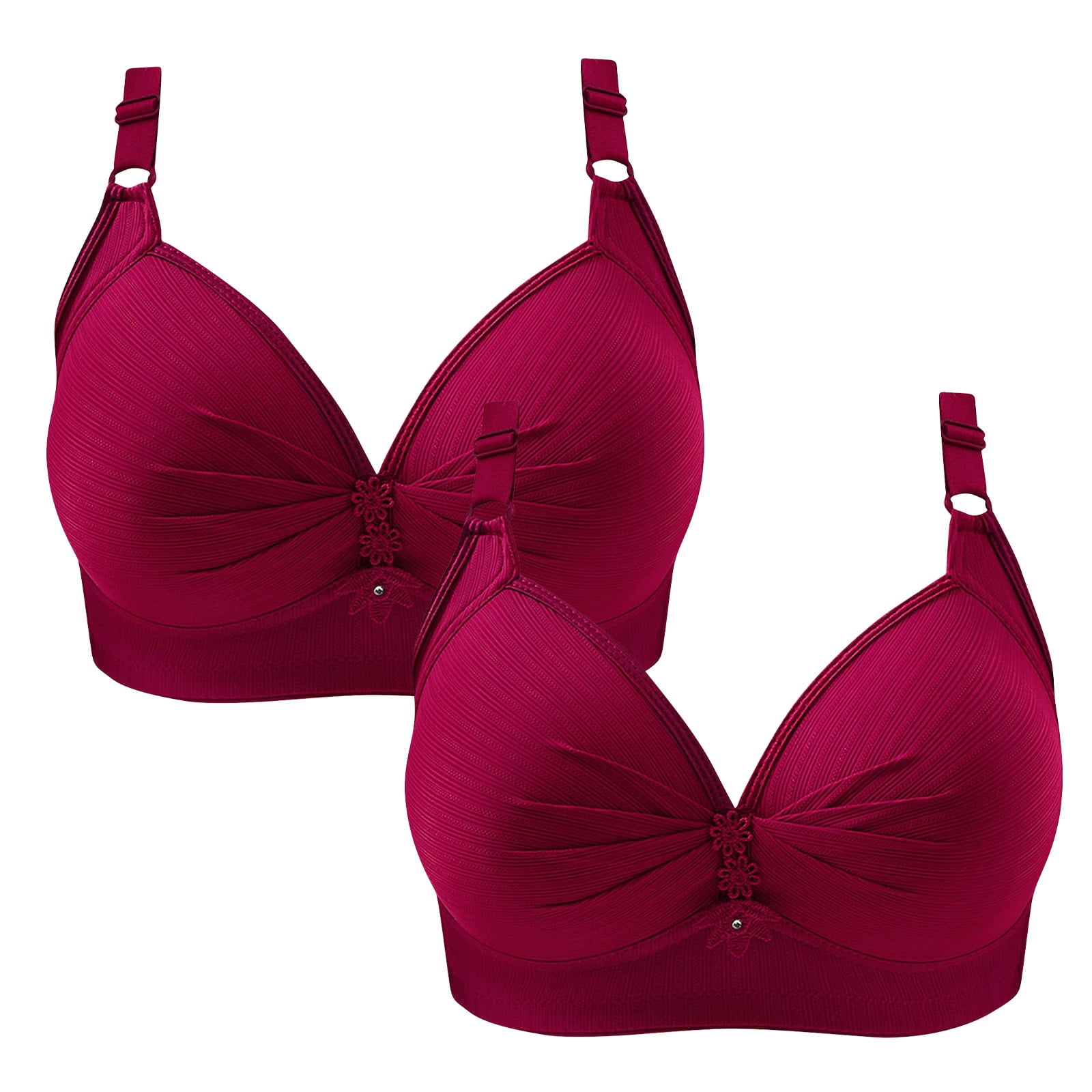 Facrlt 2PC Women's Non-Steel Ring Gathering Bra, Anti-Sagging ...