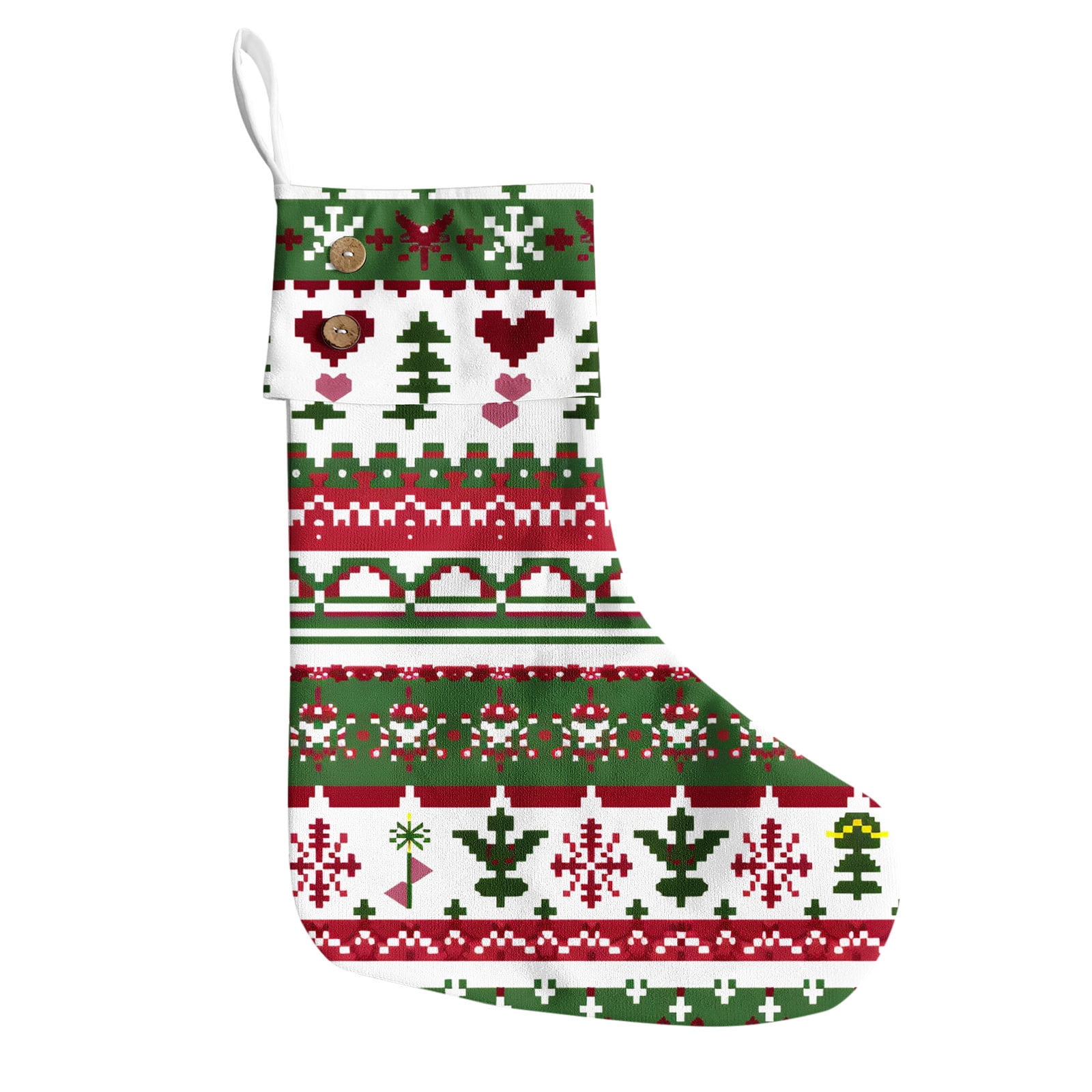Facrlt Hanging Christmas Socks, Christmas Printed Button Reversible ...