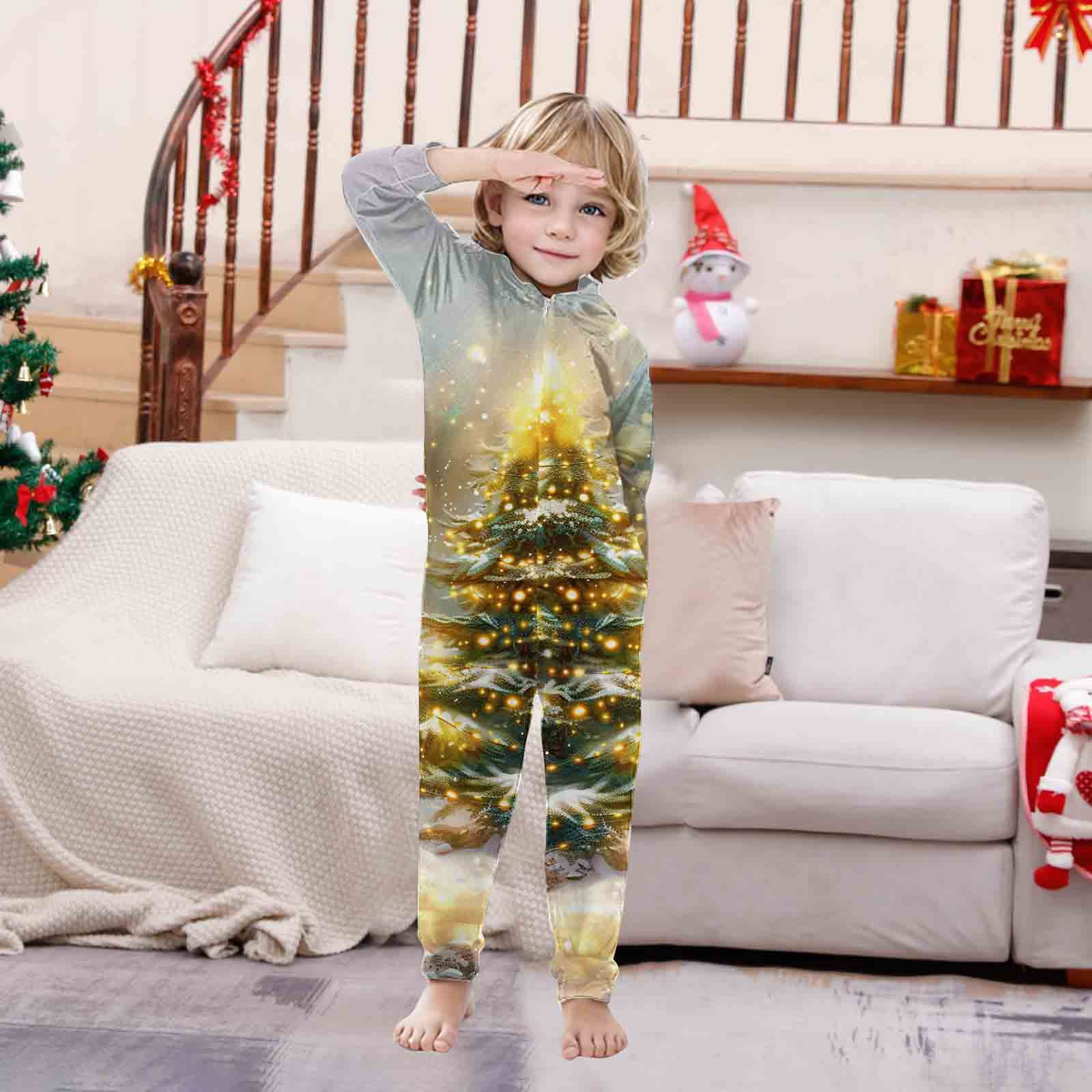Facrlt Christmas Pajamas Family Set, Christmas Tree Print Fun Onesie ...