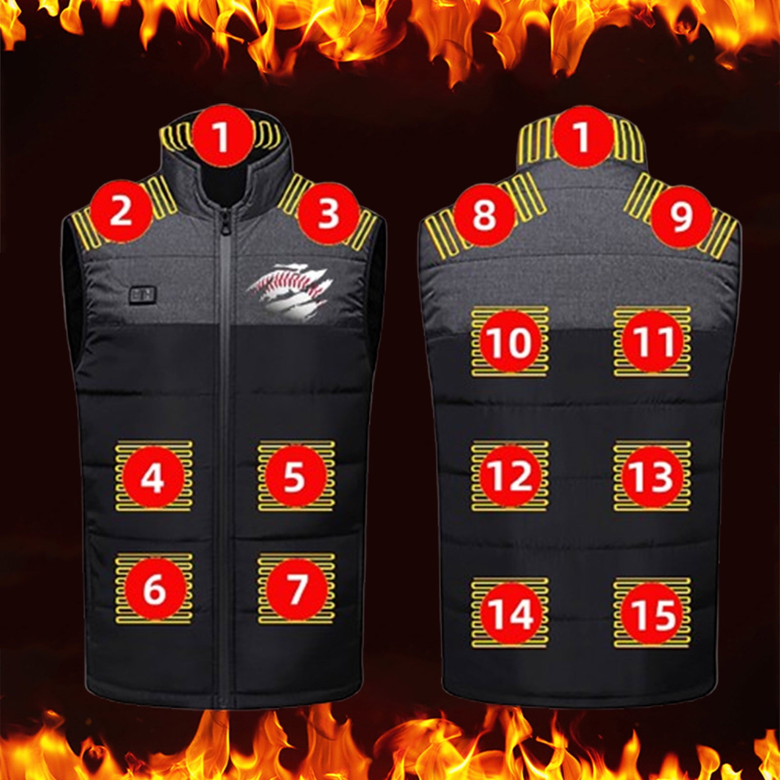 Facrlt Heated vests for men and women, dual-control 15 heating zones ...