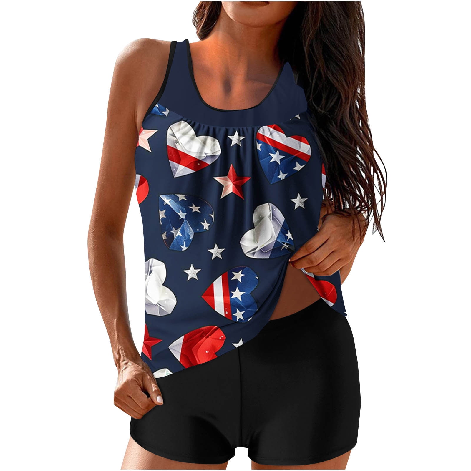 Facrlt Independence Days Women Strappy Two Piece Swimsuits Printed