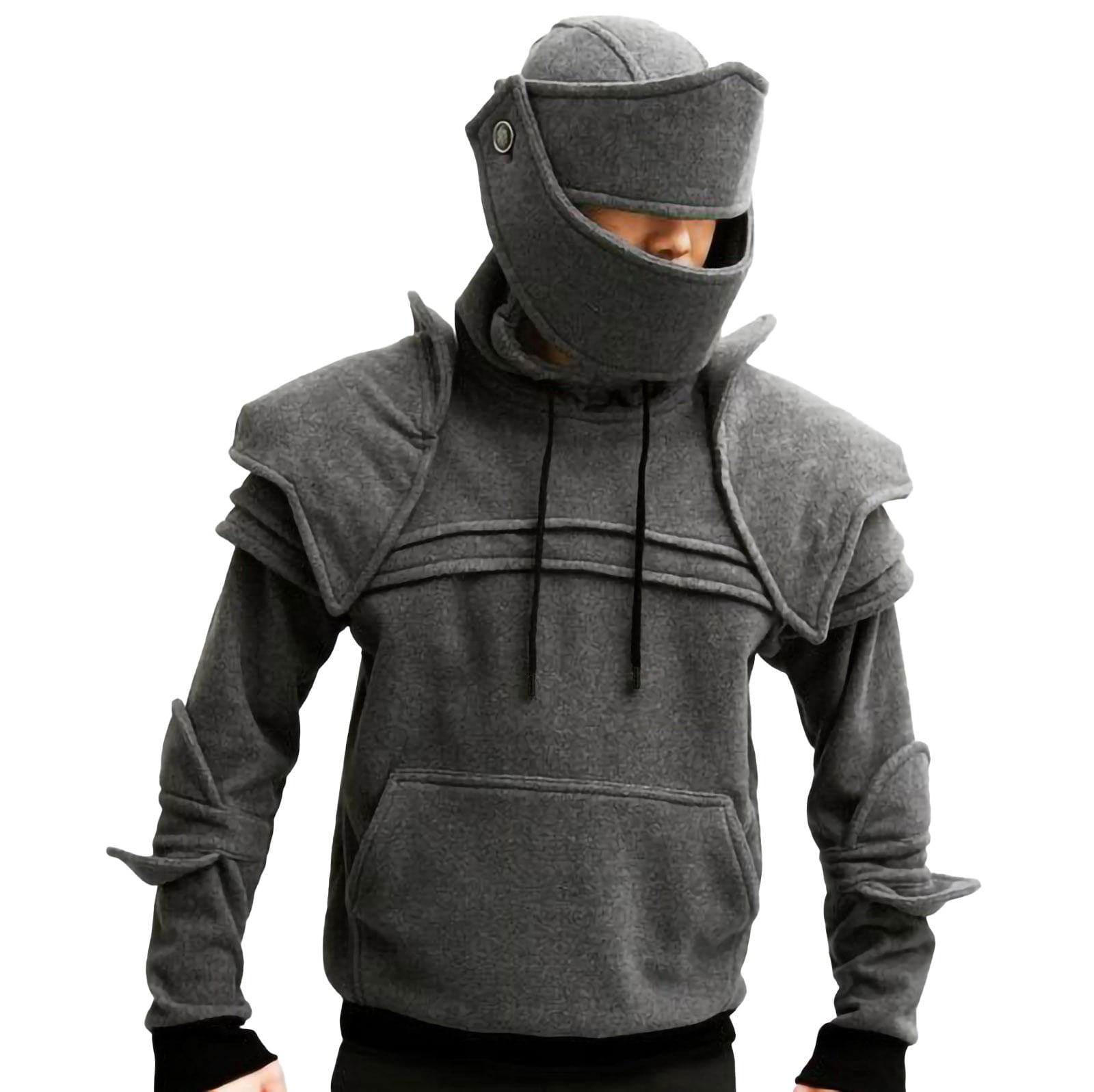 Facrlt Men's Hoodie Men's Retro Elbow Protection Drawstring Mask Knight ...