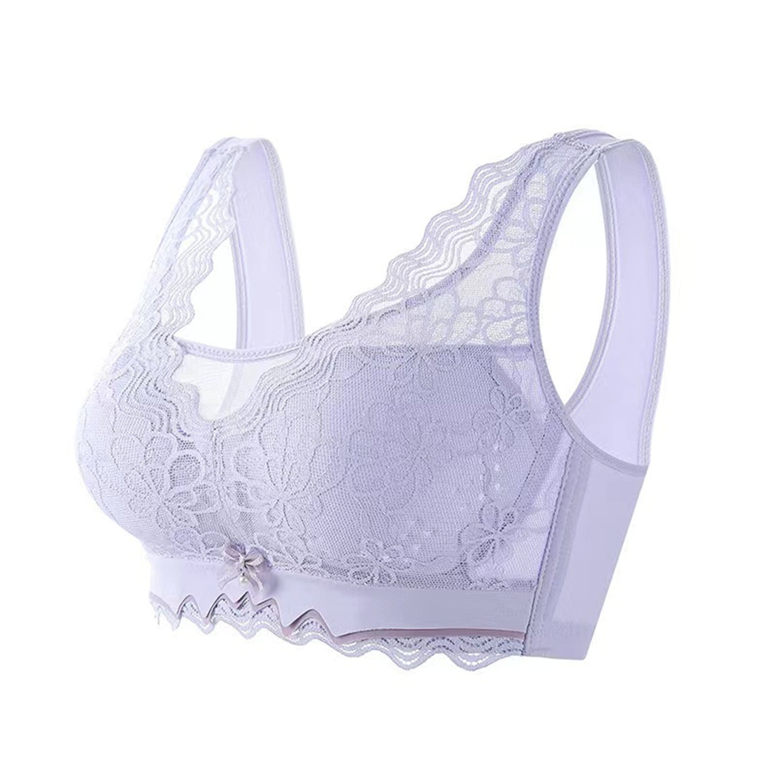 Facrlt Women's universal cups without steel ring lace gathered bra, comfortable and breathable ...