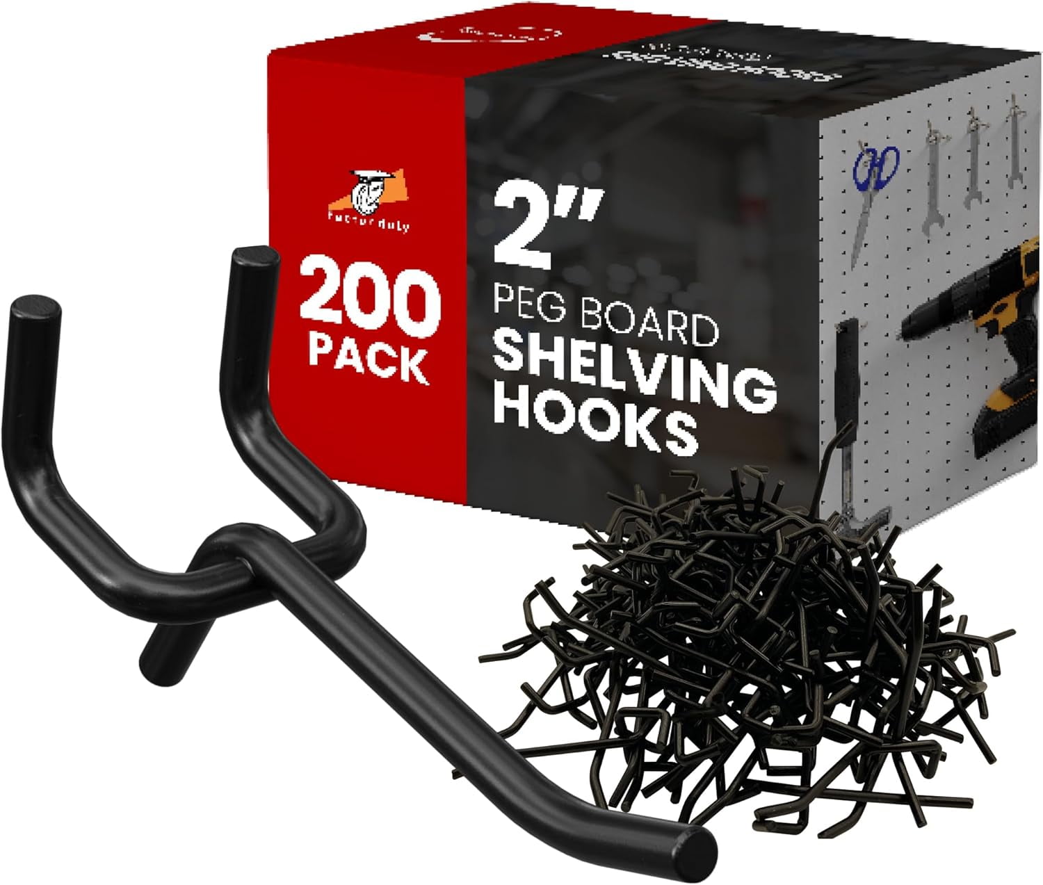 FactorDuty 200 Pack 2" Length Steel Black PEG Board Pegboard Shelving ...