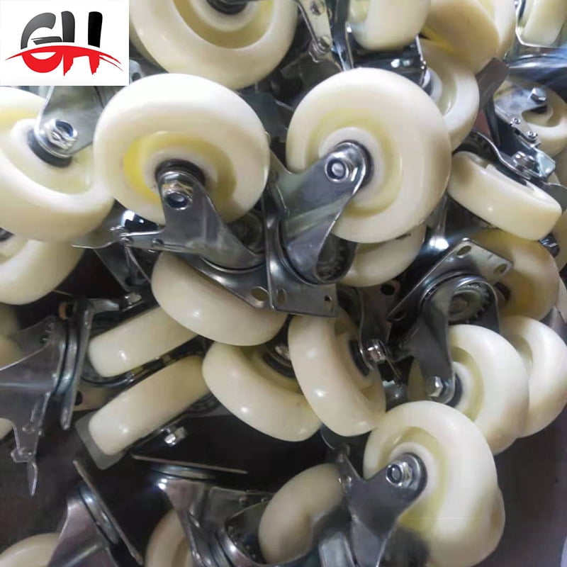 Factory 3/4/5 inch white nylon directional casters brake trolley wheels ...