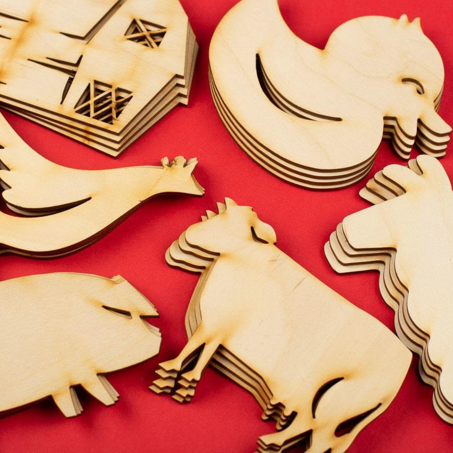 Factory Direct Craft Group of 24 Unfinished Wooden Assorted Farm Animal ...