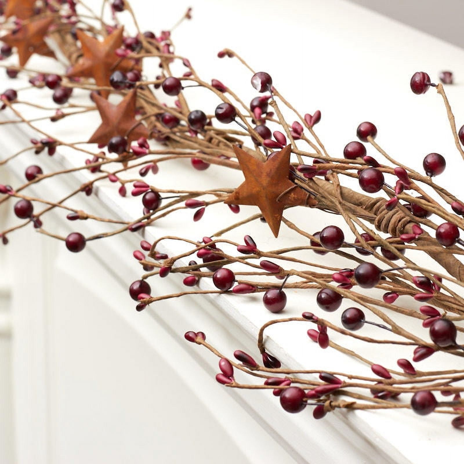 Factory Direct Craft Rusty Star and Burgundy Pip Berry Garland ...